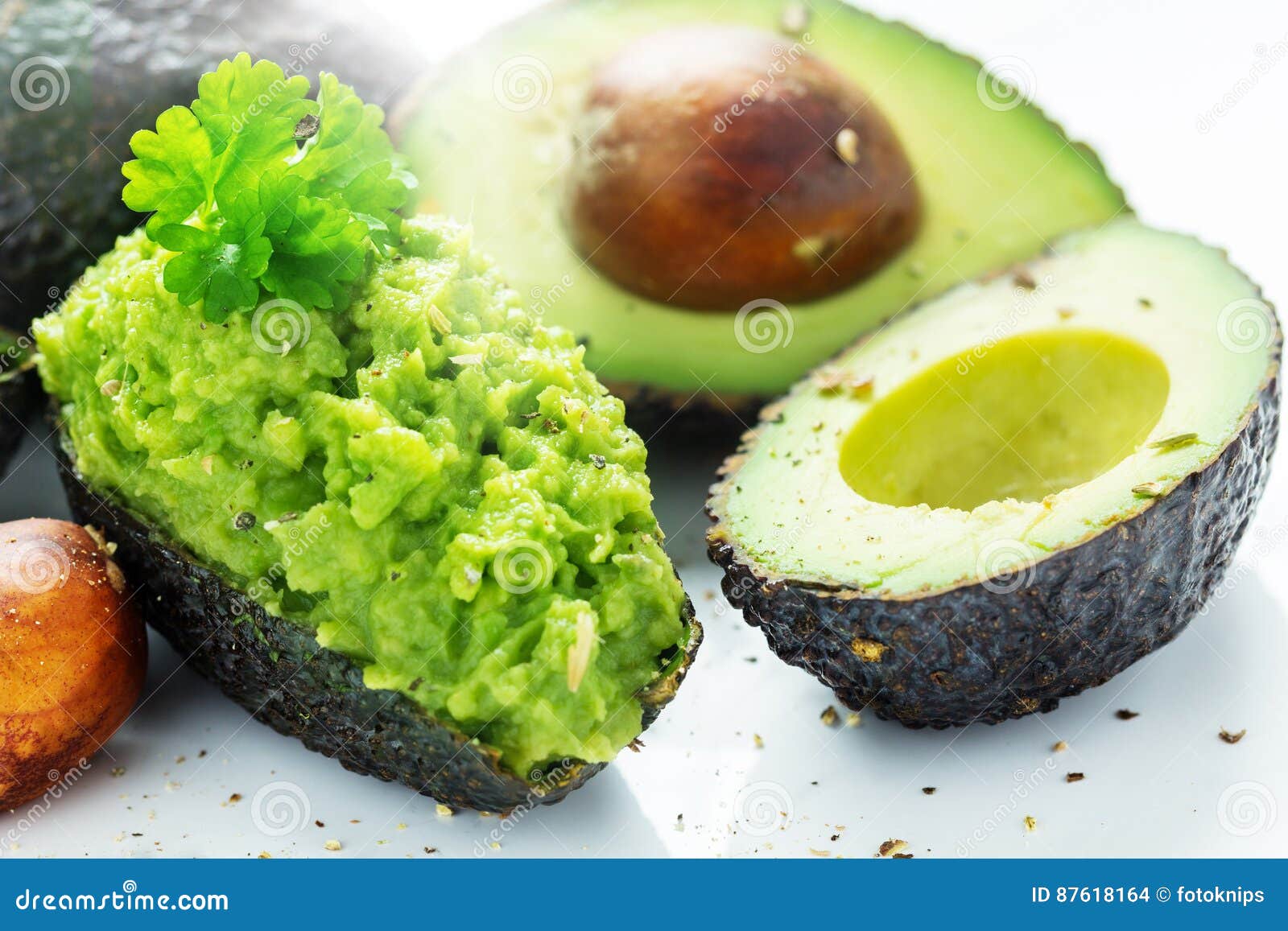 Avocados, Cut Open and Filled Stock Photo - Image of fruit, avocado ...