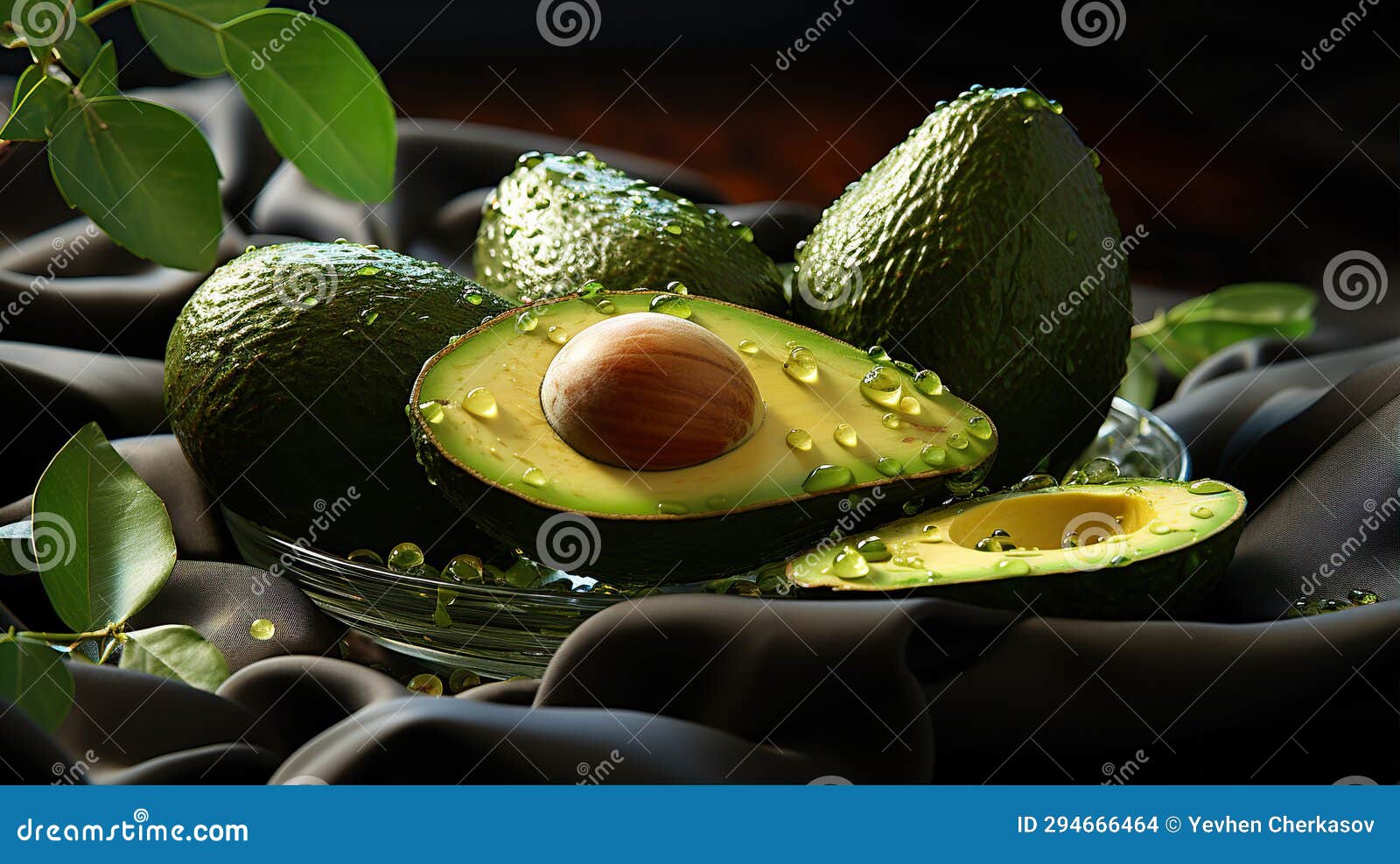 Avocados on a Rustic Wooden Surface. Created with Generative AI Stock ...