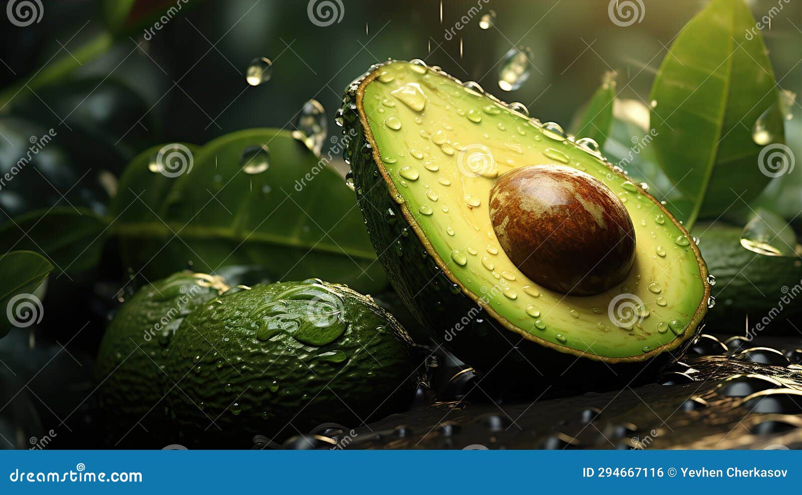 Avocados on a Rustic Wooden Surface. Created with Generative AI Stock ...