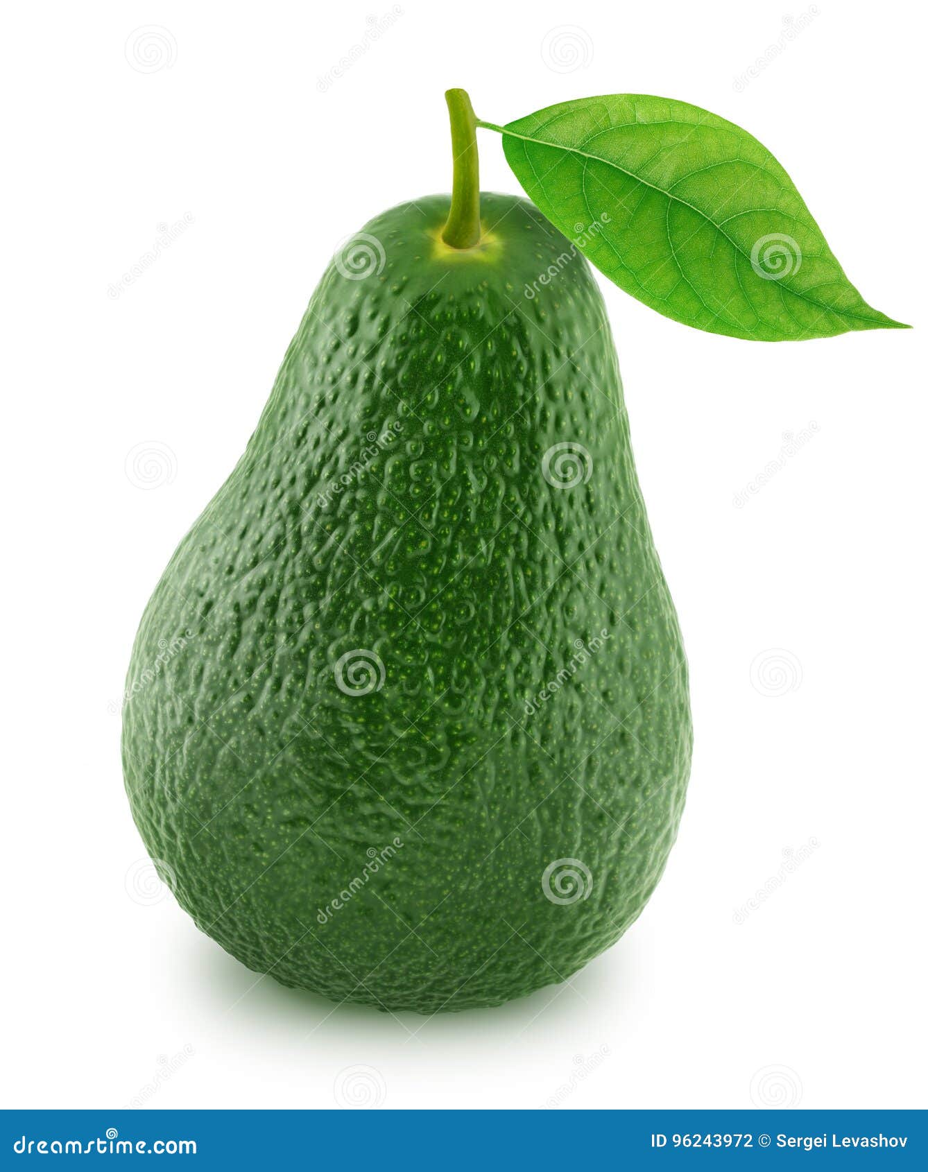 Avocat Vert Avec La Feuille D'isolement Sur Un Blanc Photo stock ...