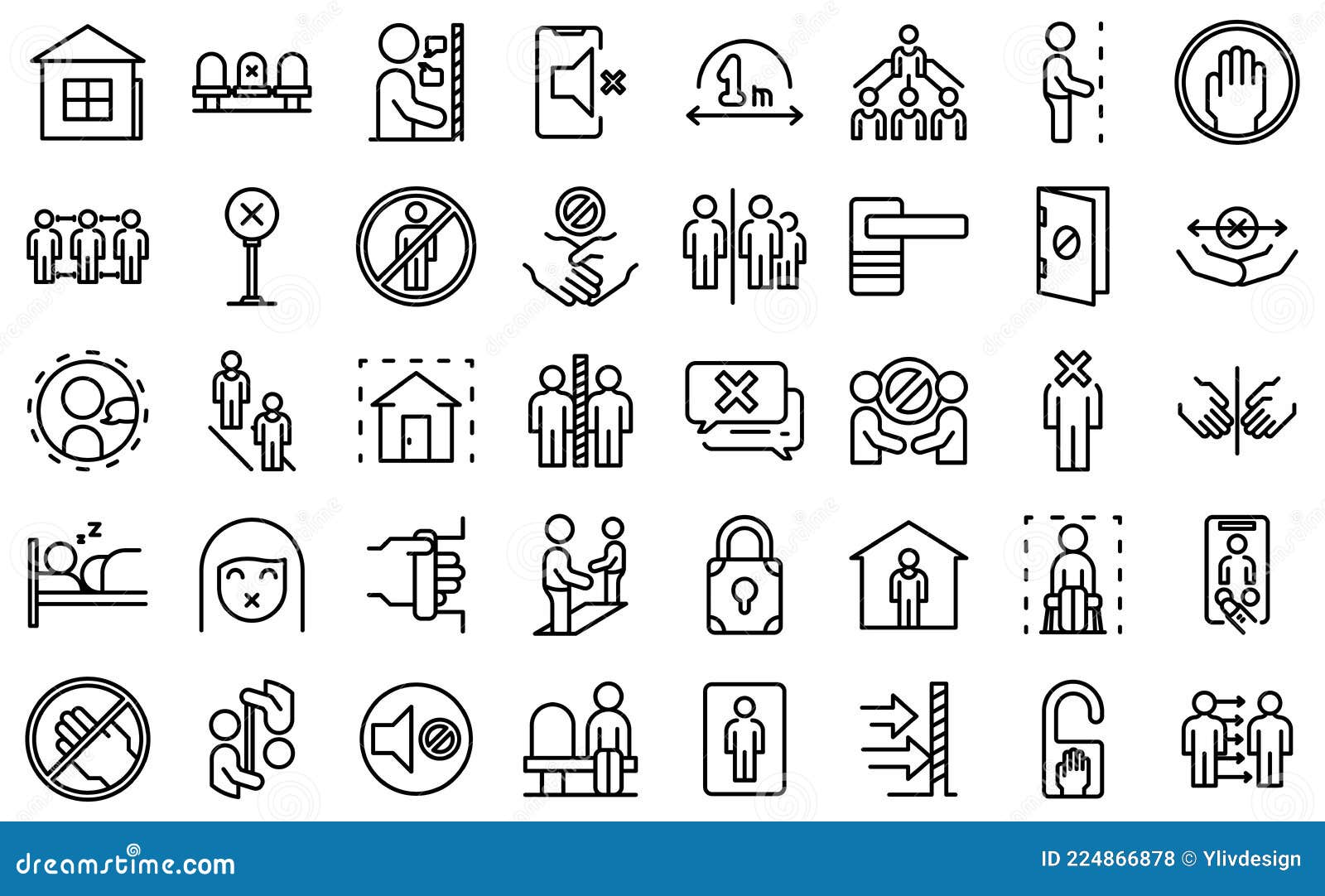 Avoid Contact Icons Set Outline Vector. Handle Touch Stock Vector ...