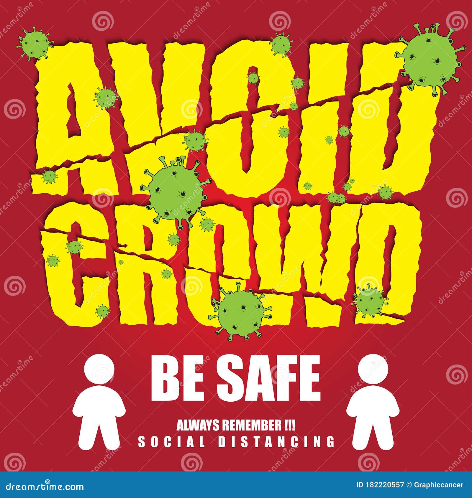 Avoid Crowd Sentence To Warn People about Social Distancing Stock ...