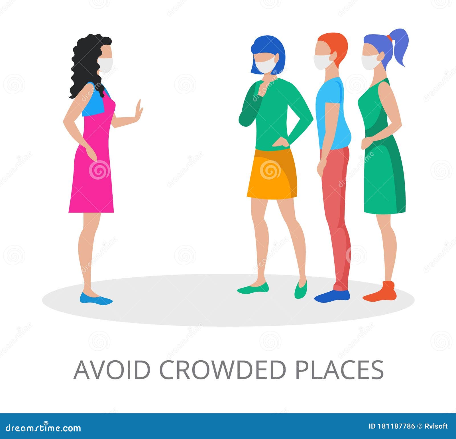 Avoid Crowded Places Concept, Modern Flat Design Vector Illustration ...