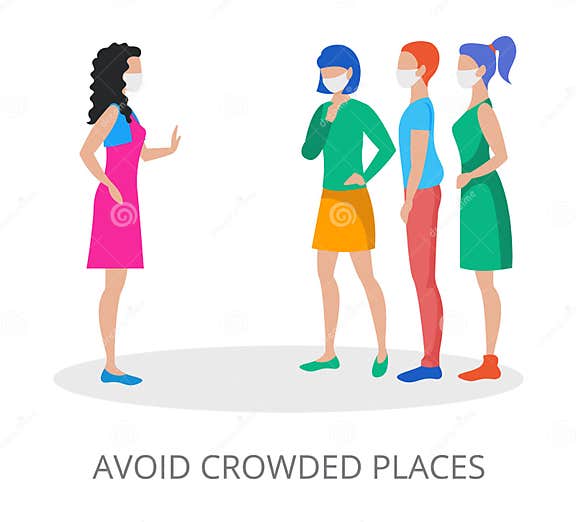 Avoid Crowded Places Concept, Modern Flat Design Vector Illustration ...