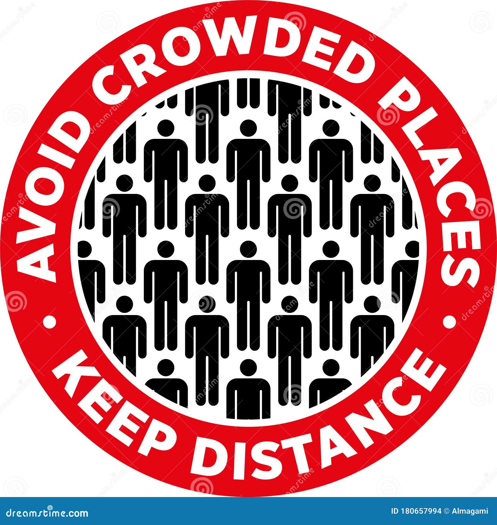 Avoid Crowded Places Keep Social Distance Sticker Stock Vector ...