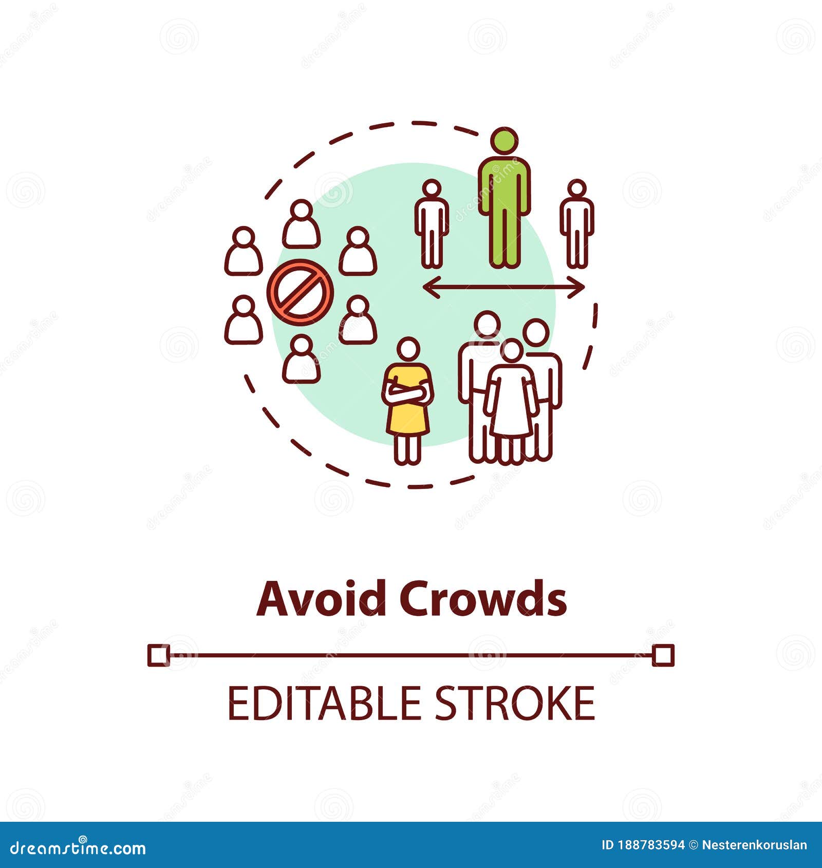 Avoid crowds concept icon stock vector. Illustration of people - 188783594
