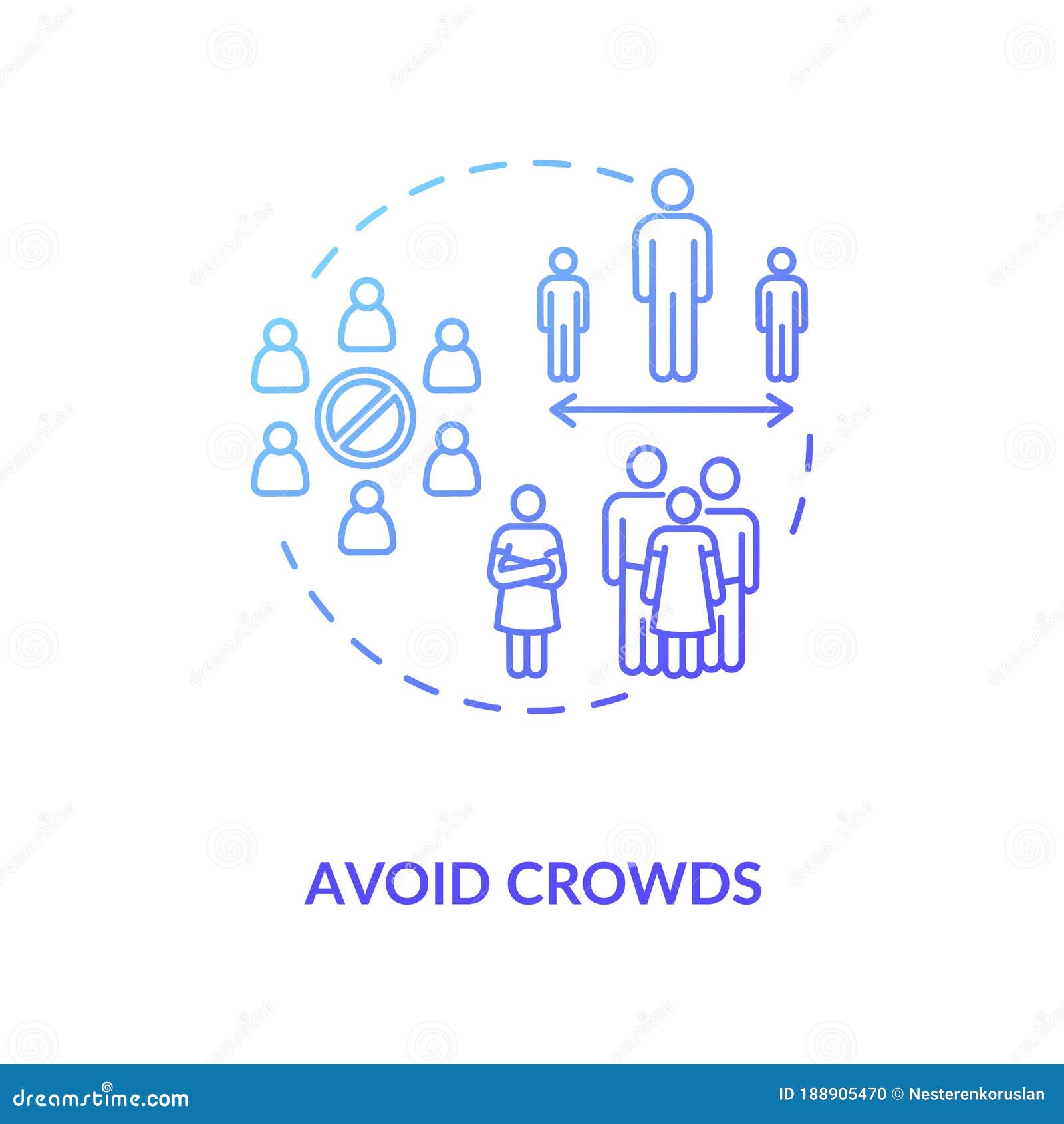 Avoid crowds concept icon stock vector. Illustration of drawing - 188905470