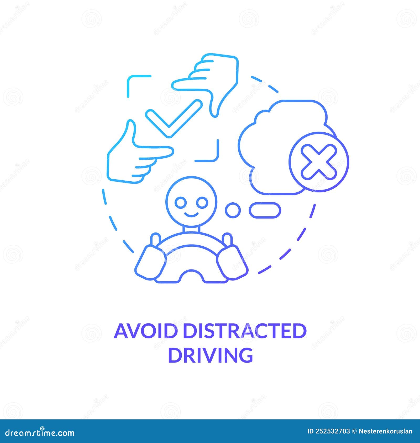 Avoid Distracted Driving Blue Gradient Concept Icon Stock Vector ...