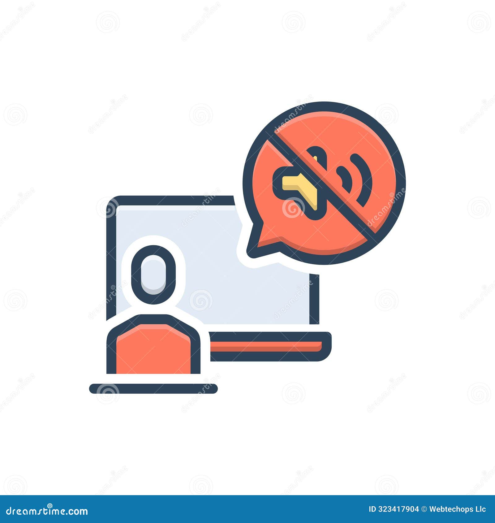 Color Illustration Icon for Avoid Distraction, Avoid and Sound Stock ...