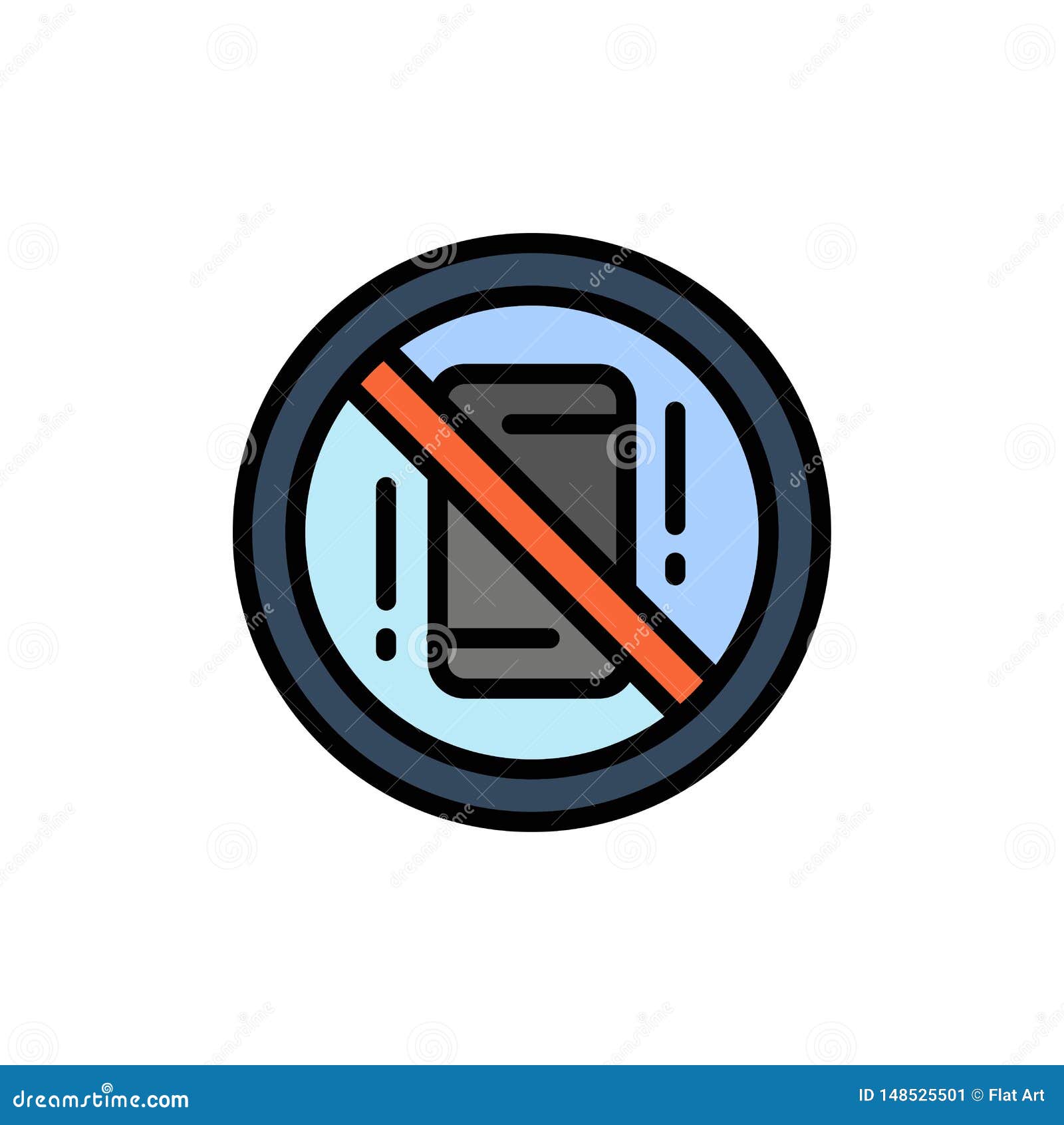 Avoid, Distractions, Mobile, Off, Phone Flat Color Icon. Vector Icon ...