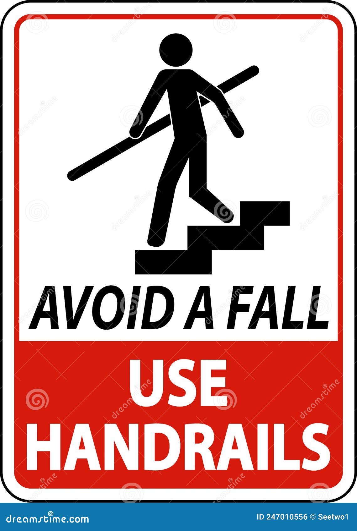 Avoid a Fall Use Handrails Sign Stock Vector - Illustration of safety ...