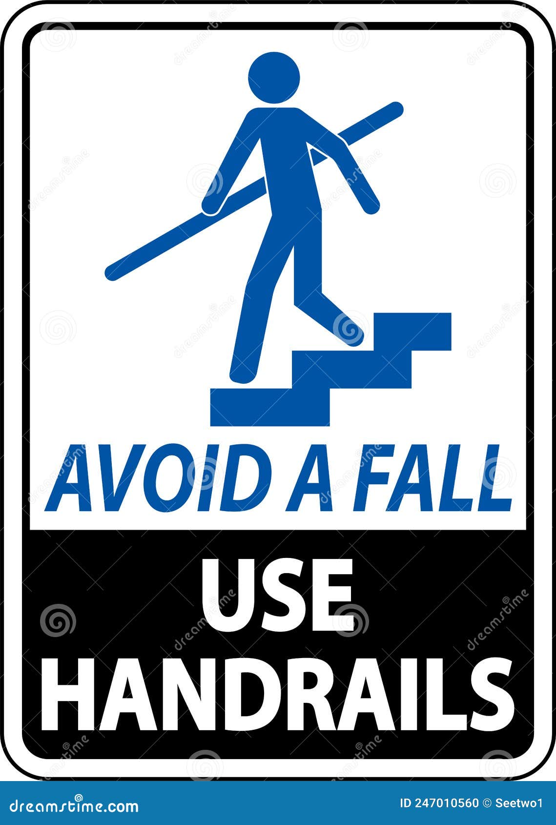 Use Handrails To Avoid A Fall - Caution Of Stairway Vector Illustration ...