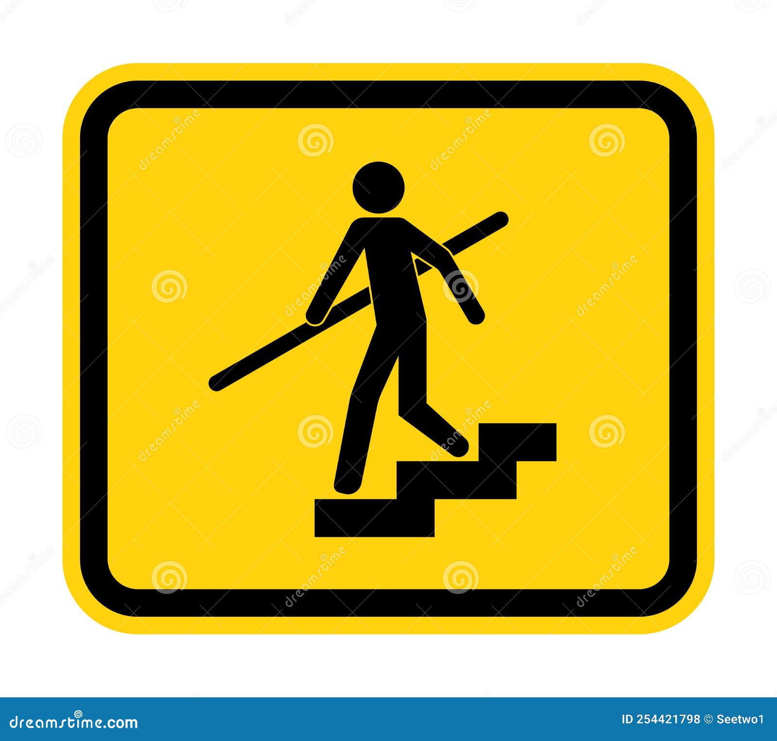 Avoid A Fall Use Handrails Sign Vector Illustration | CartoonDealer.com ...