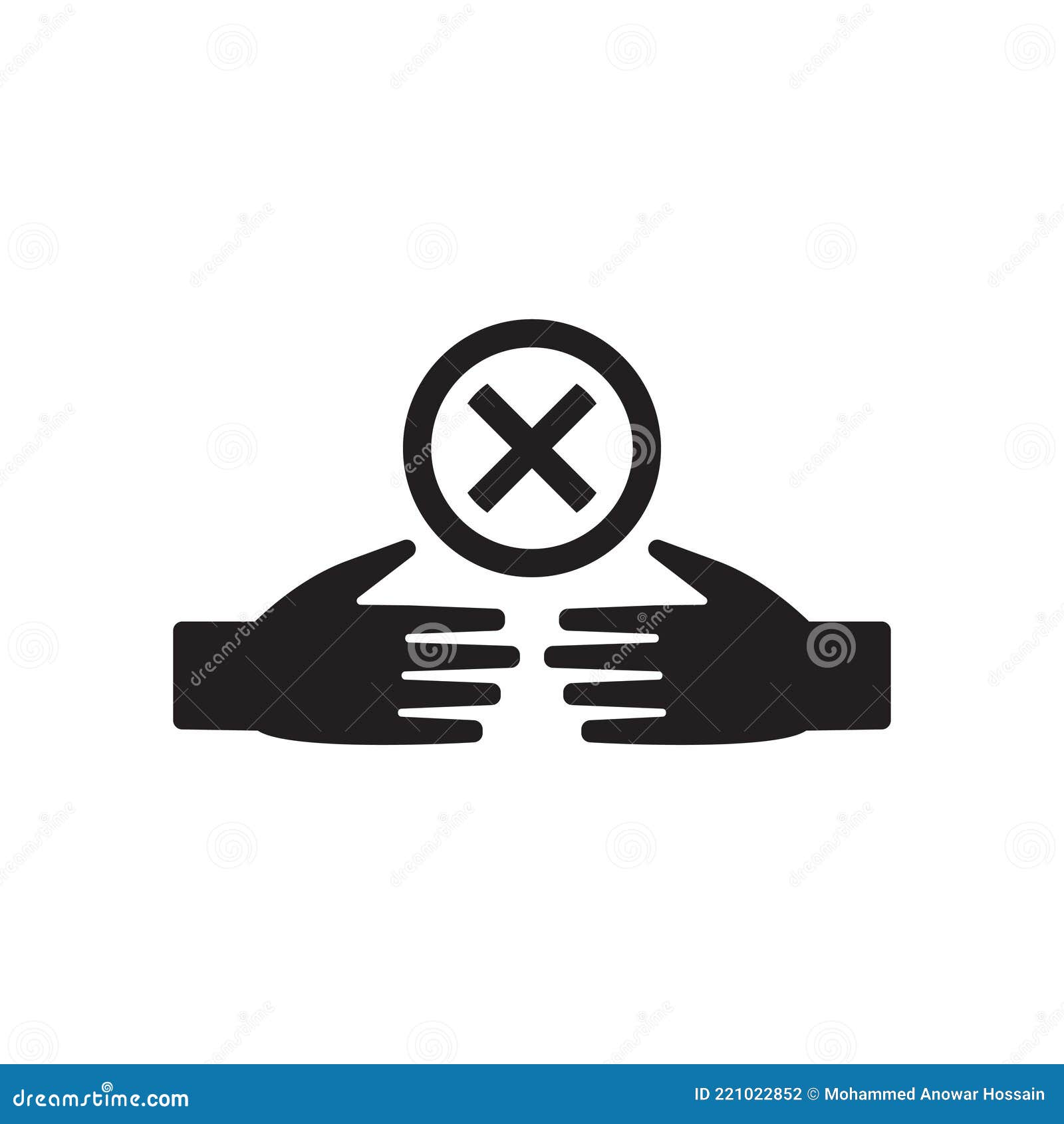Avoid Handshake Icon - Do Not Touch Hand Icon - Warning Cross Sign ...