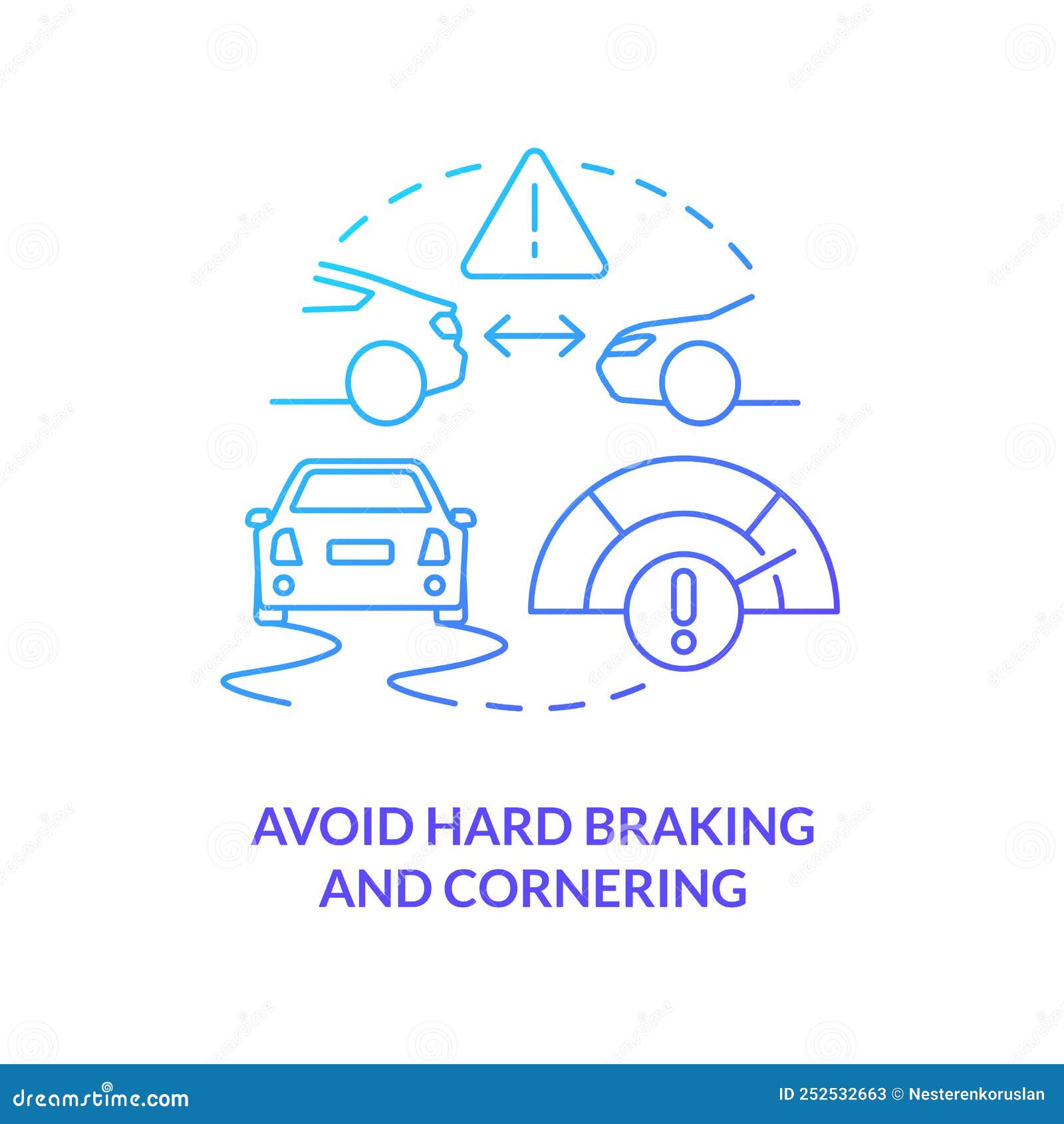 Avoid Hard Braking and Cornering Blue Gradient Concept Icon Stock ...