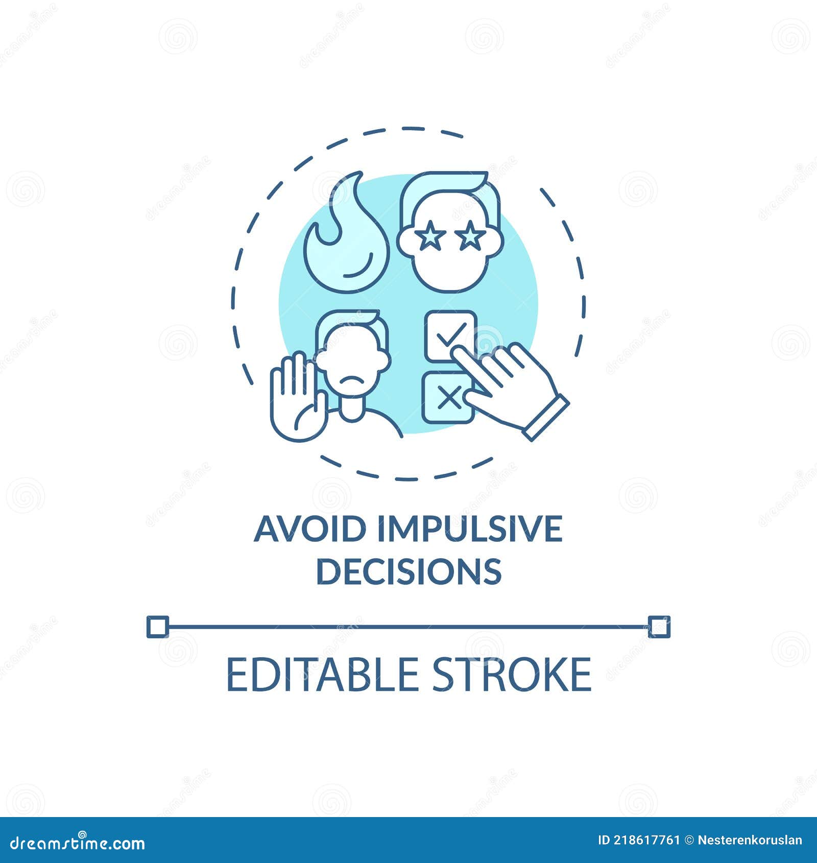 Avoid Impulsive Decisions Blue Concept Icon Cartoon Vector ...