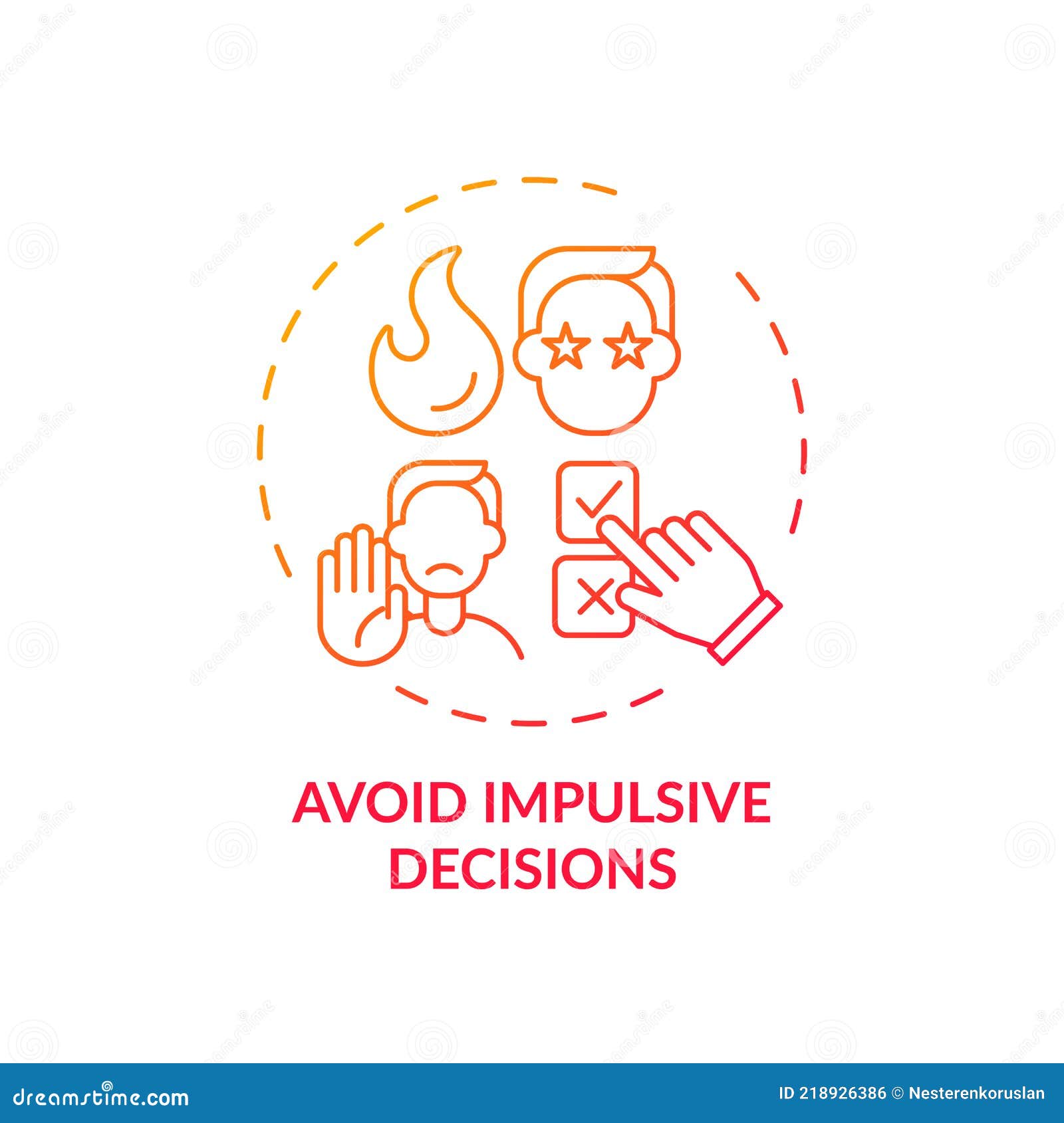 Avoid Impulsive Decisions Blue Concept Icon Cartoon Vector ...