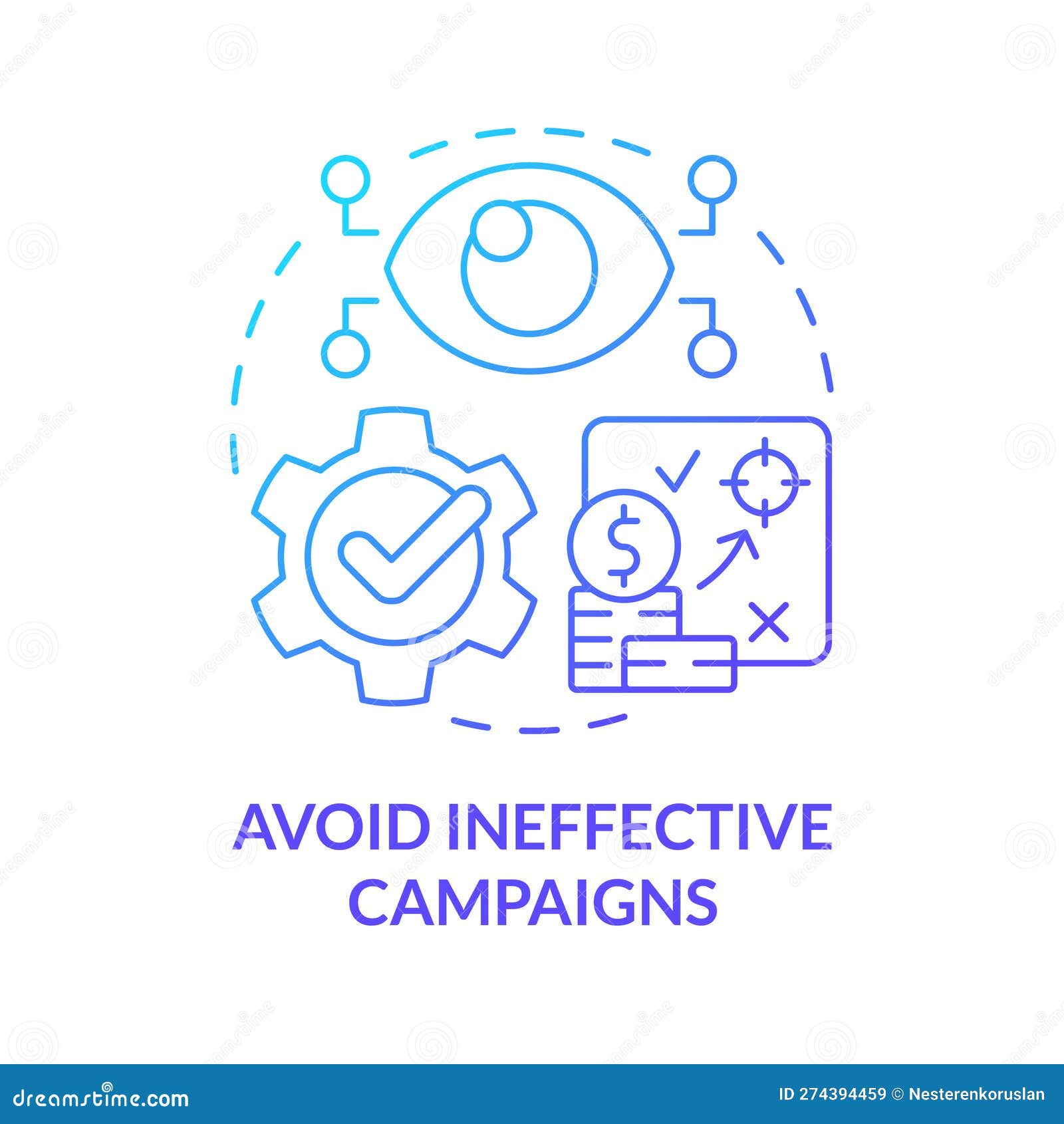 Avoid Ineffective Campaigns Blue Gradient Concept Icon Stock Vector ...