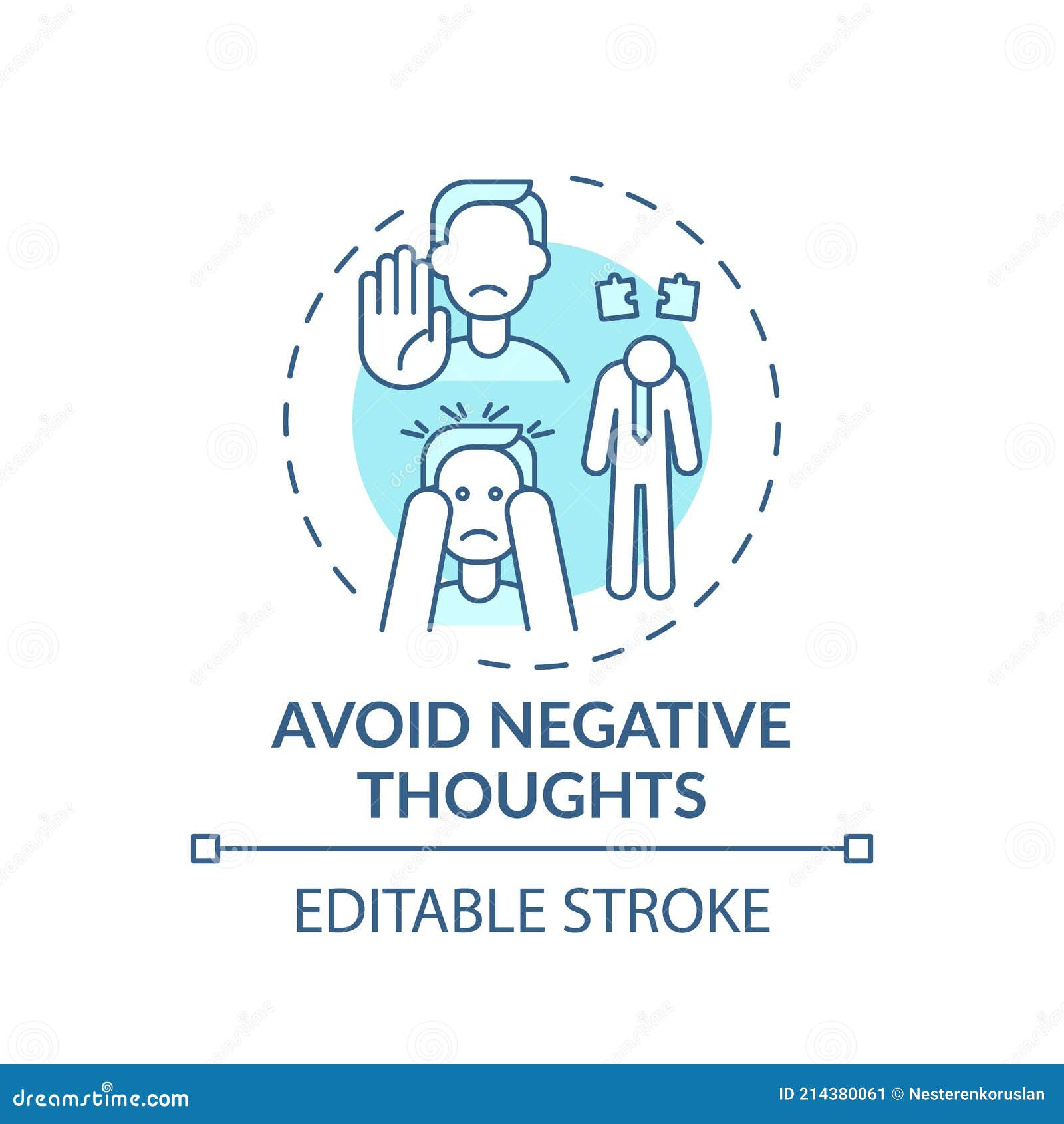 Avoid Negative Thought Turquoise Concept Icon Stock Vector ...