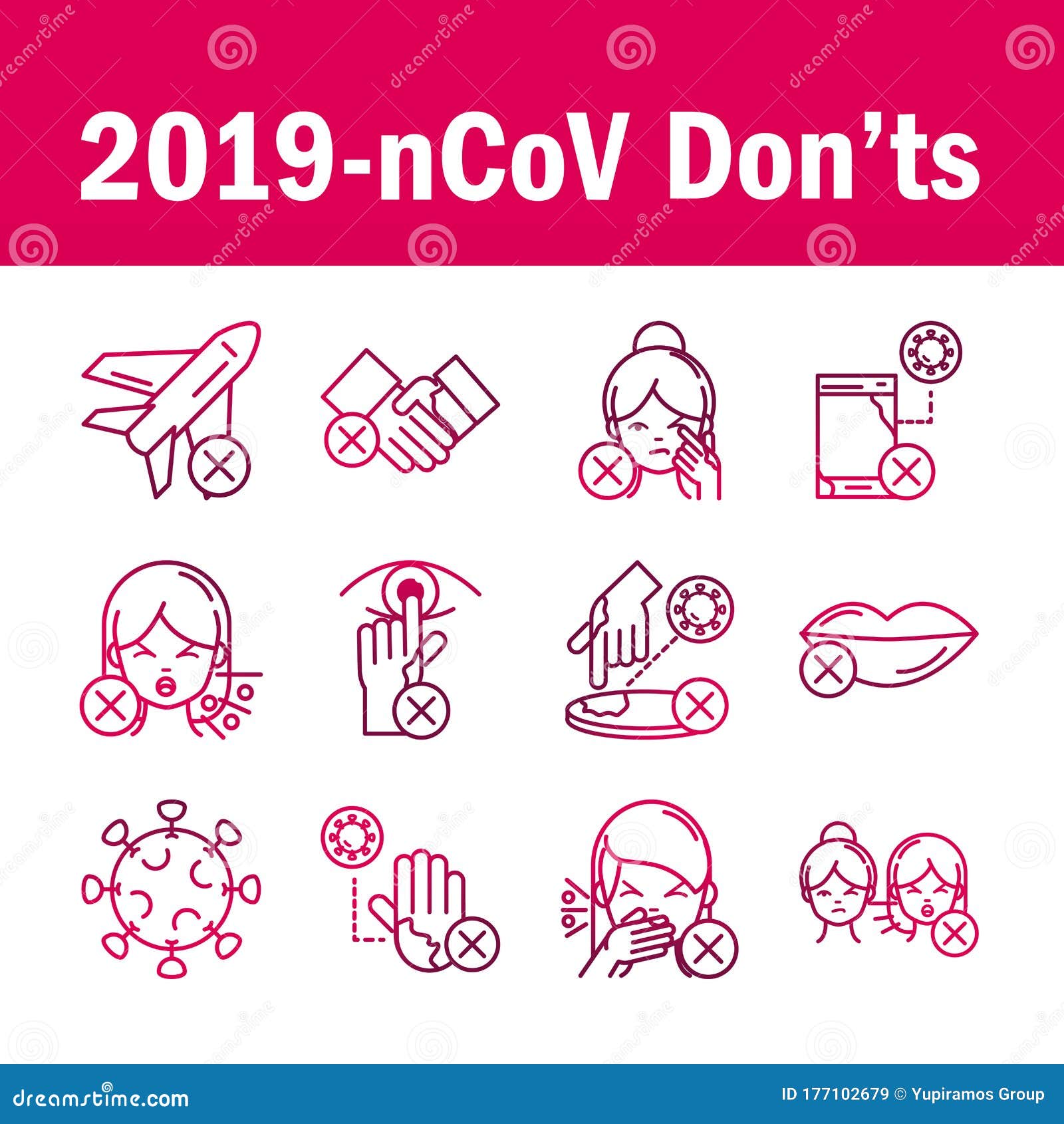 Avoid and Prevent Spread of Covid19 Icons Set Gradient Icon Stock ...