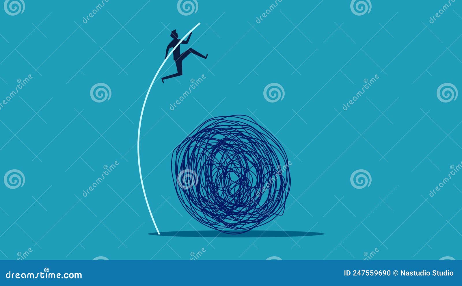 Avoid Problems. Silhouette of a Man Jumping from the Chaos Stock Vector ...