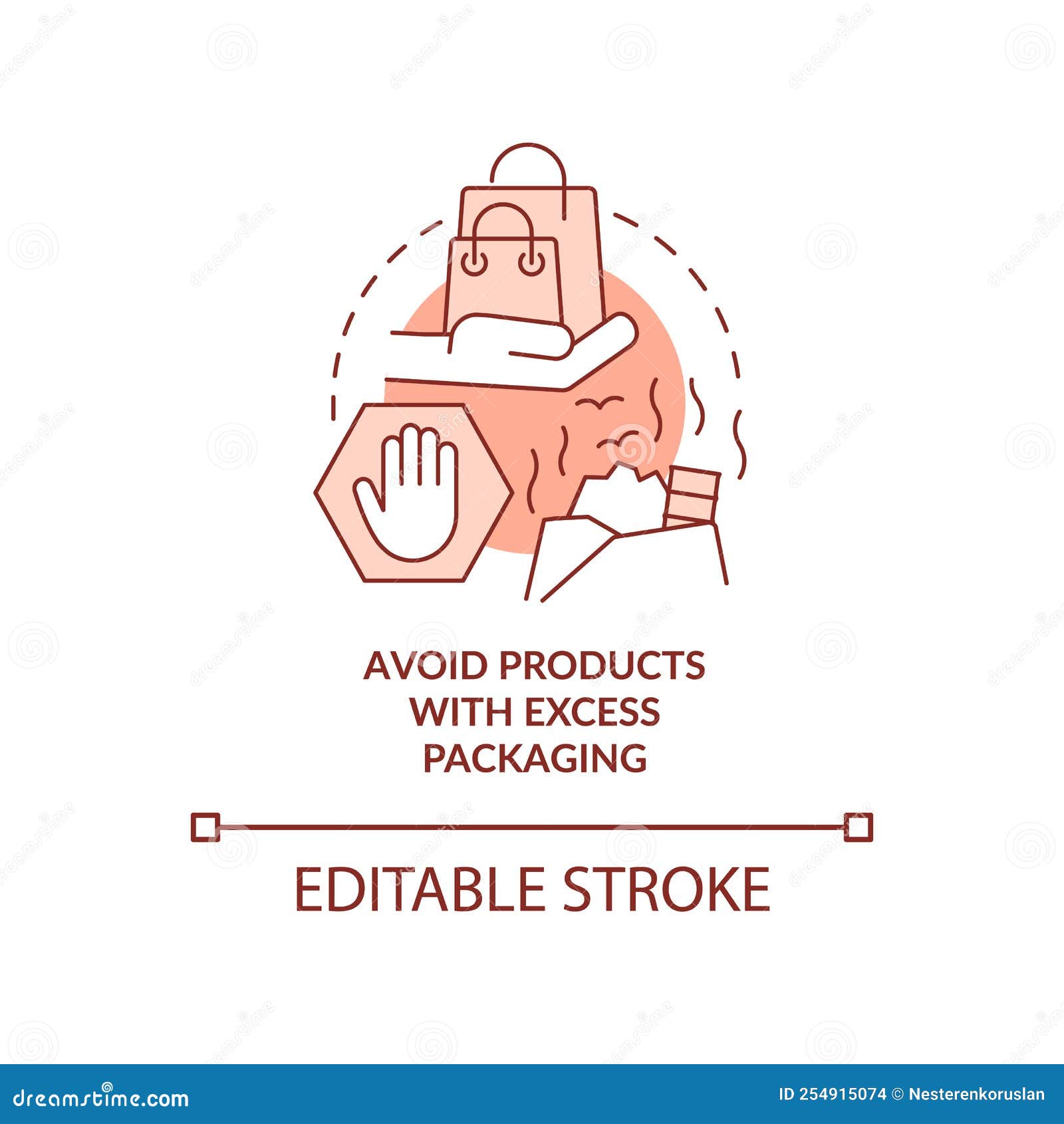 Avoid Products with Excess Packaging Terracotta Concept Icon Stock ...