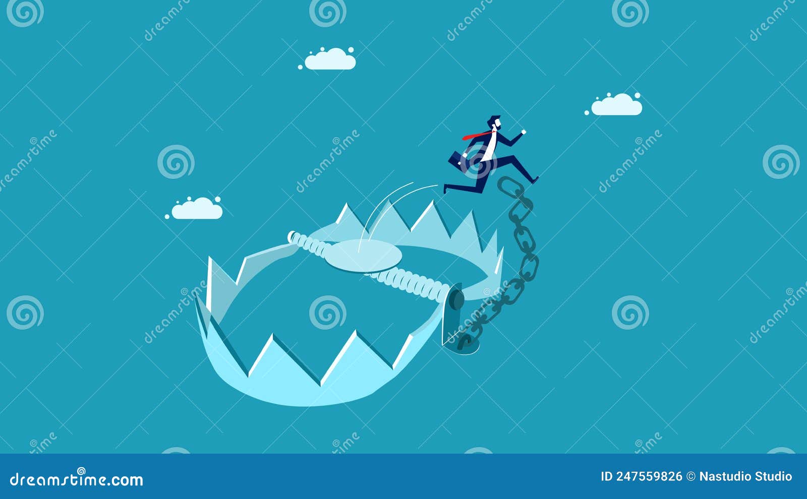 Avoid Risks and Problems. Businessman Jumping Out of a Trap Stock ...