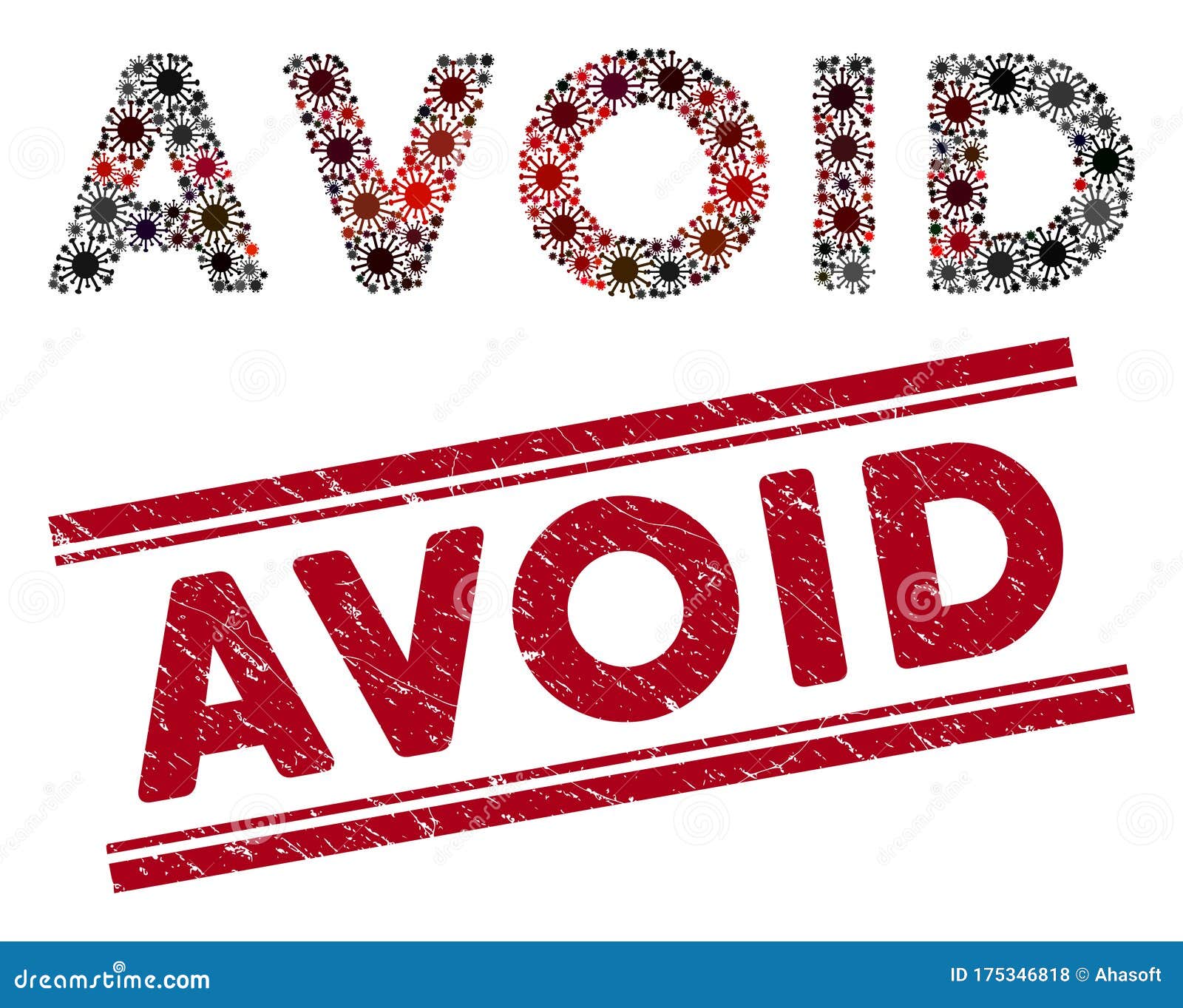 Grunge Avoid Red Seal and Coronavirus Mosaic Text Stock Illustration ...