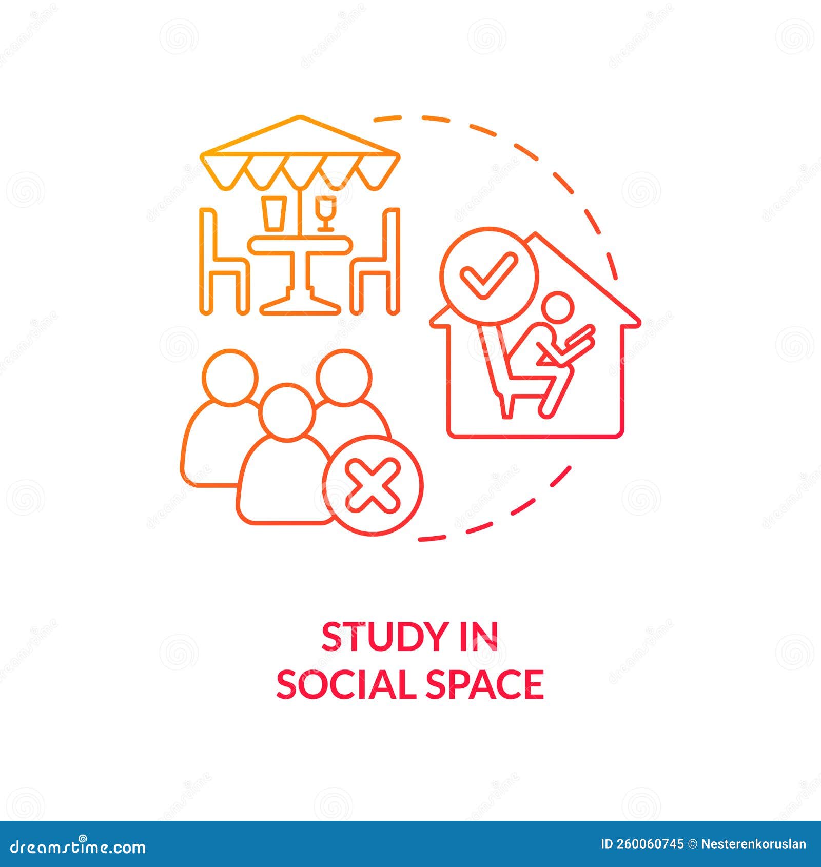 Avoid Studying in Social Space Red Gradient Concept Icon Stock Vector ...