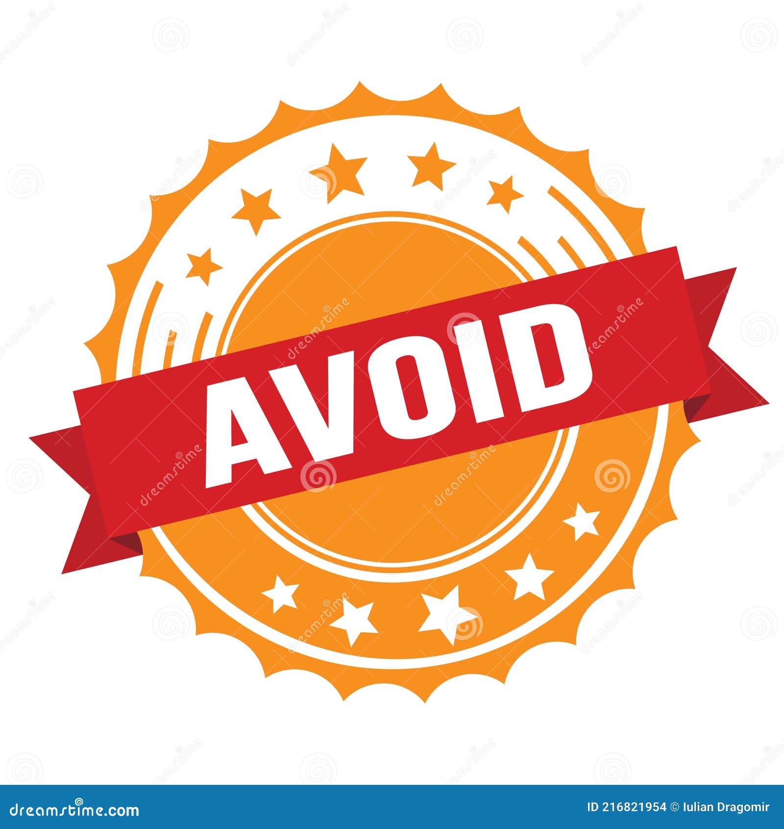 AVOID Text on Red Orange Ribbon Stamp Stock Illustration - Illustration ...