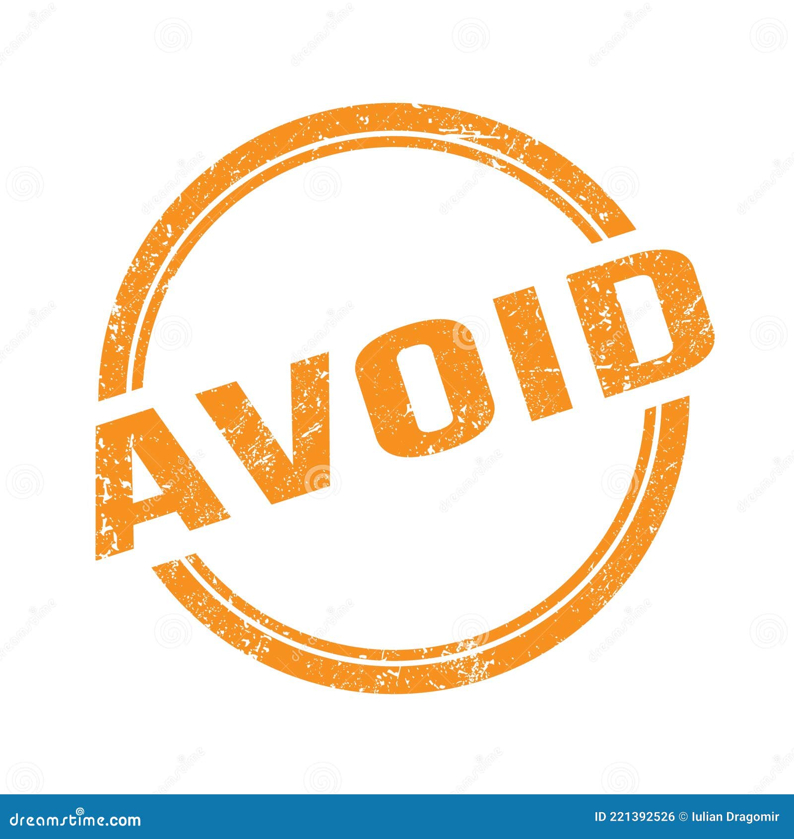 AVOID Text Written on Orange Grungy Round Stamp Stock Illustration ...
