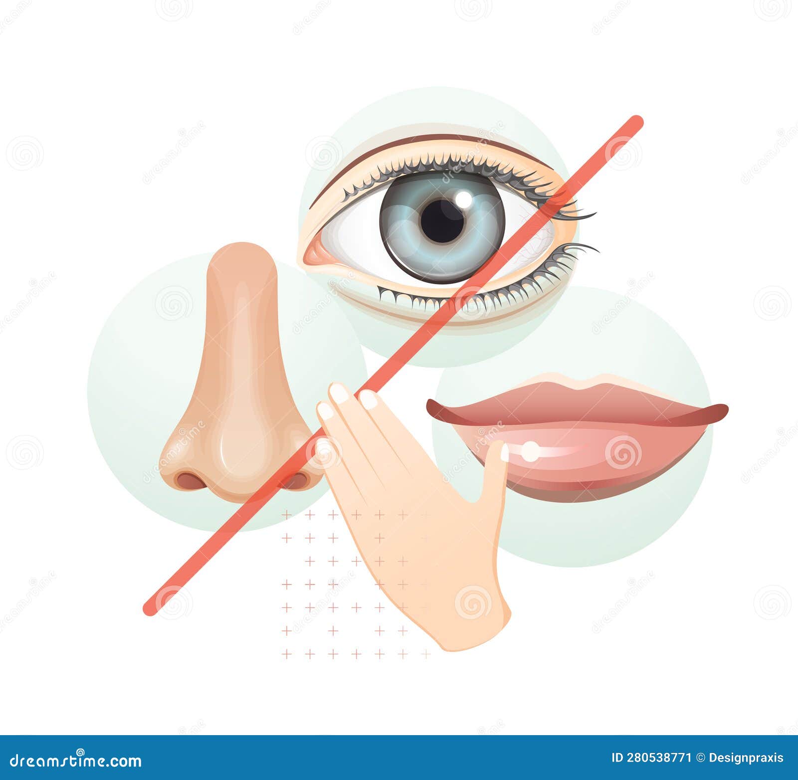 Avoid Touching Your Eyes And Nose Icon Isolated On White Background ...