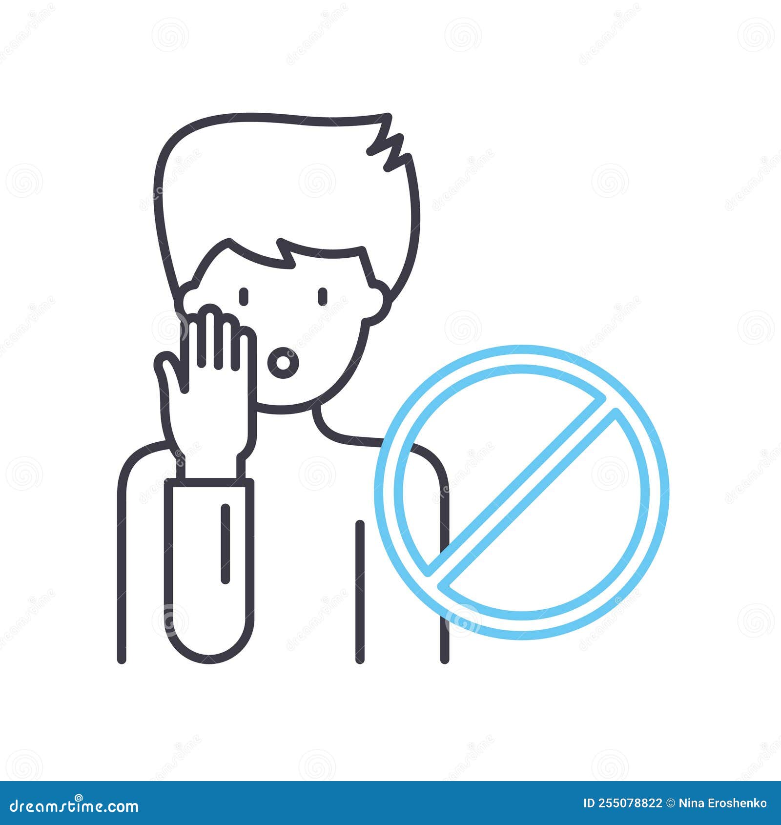 Avoid Touching Face Line Icon, Outline Symbol, Vector Illustration ...