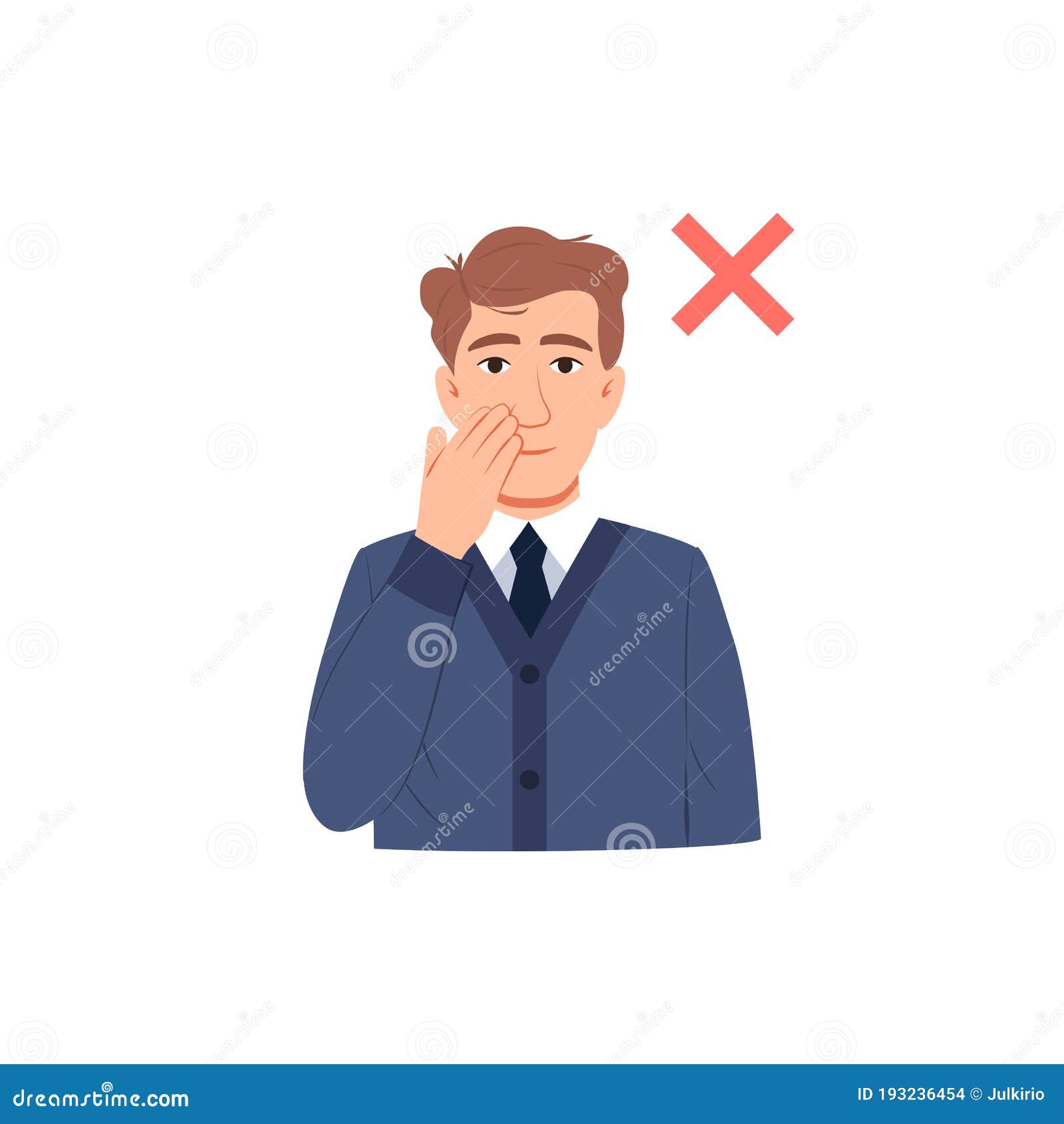 Avoid Touching Your Face Flat Icon. Man Touch Face Stock Vector ...
