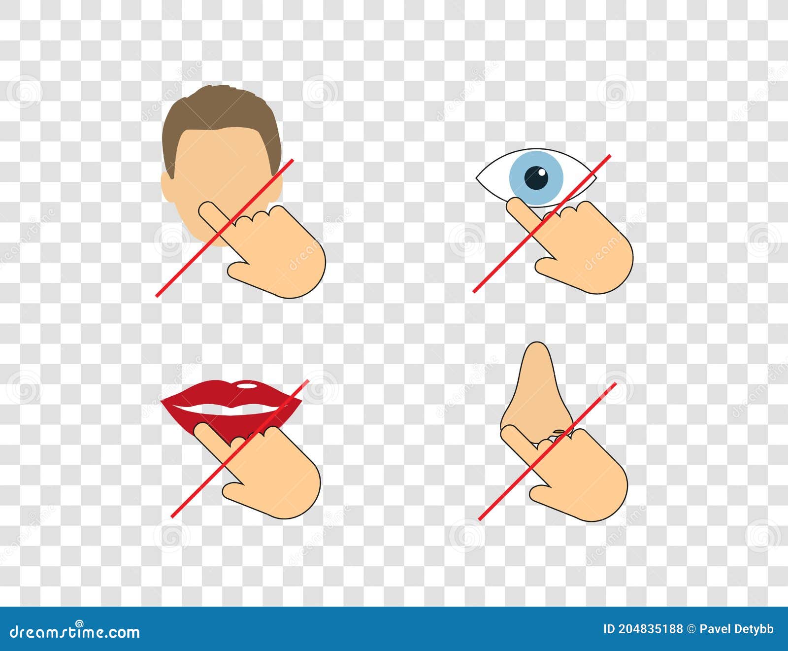 Avoid Touching Your Face. Vector Illustration, Flat. Stock Vector ...