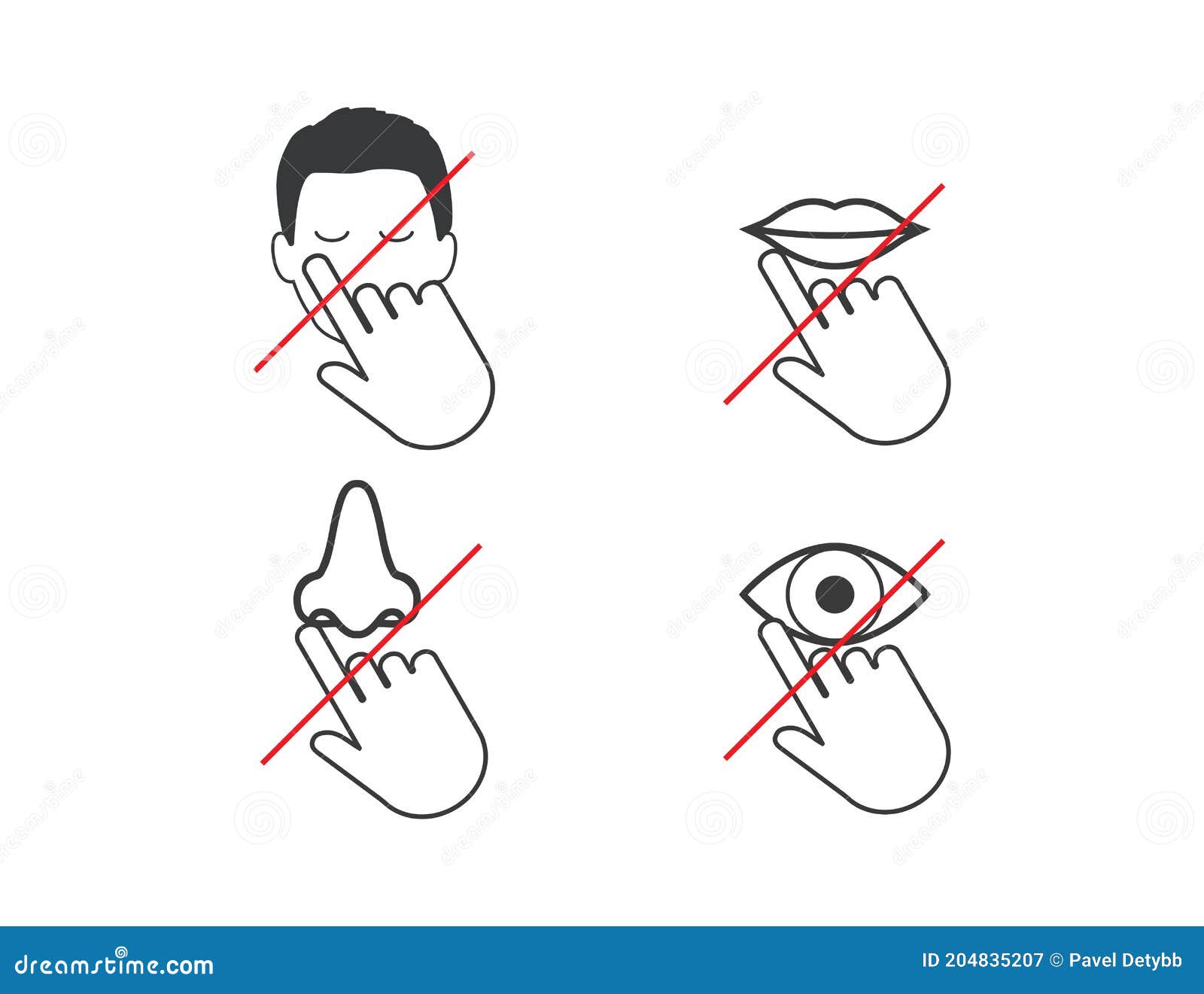 Avoid Touching Your Face. Vector Illustration, Flat. Stock Vector ...