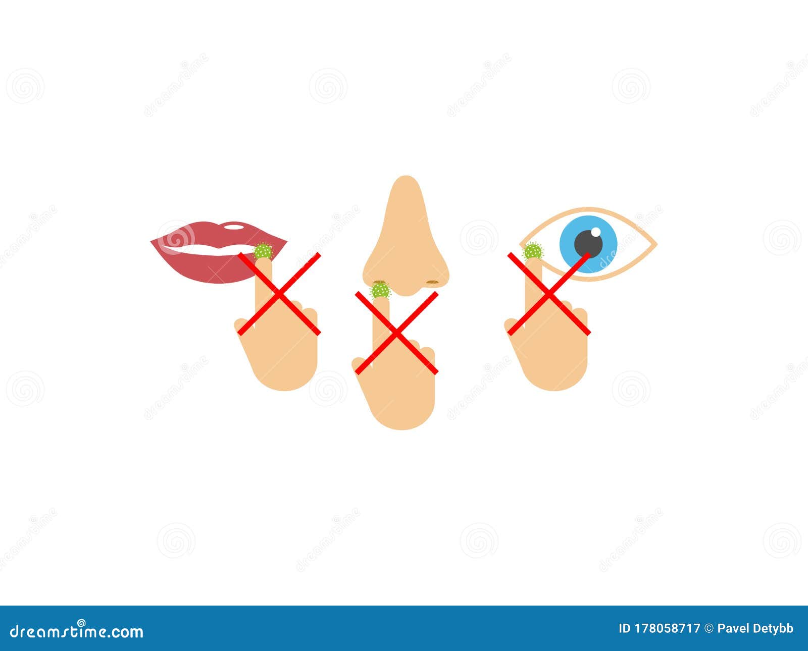 Avoid Touching Your Face. Vector Illustration, Flat Design Stock ...
