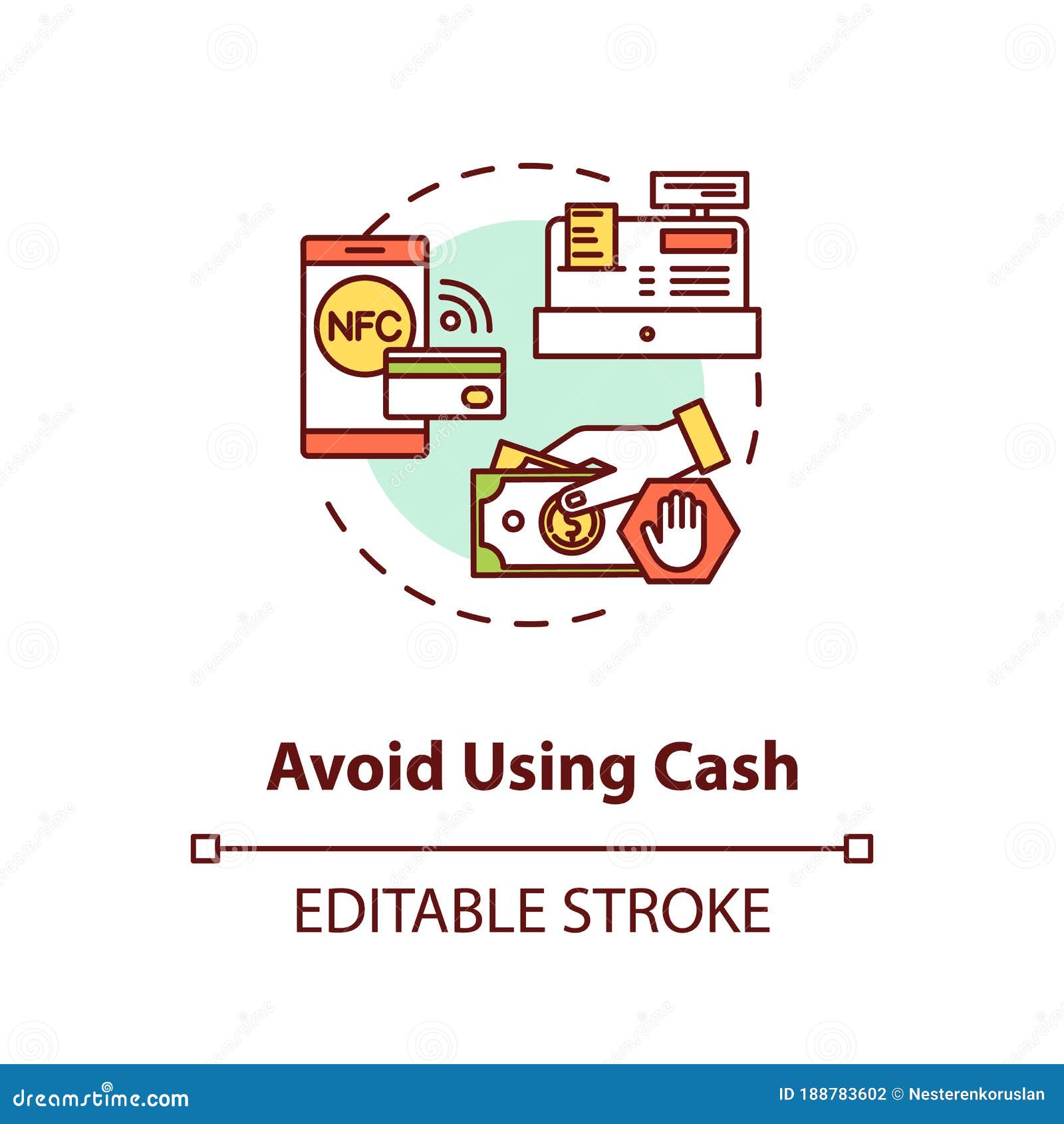 Avoid Using Cash Concept Icon Stock Vector - Illustration of isolated ...