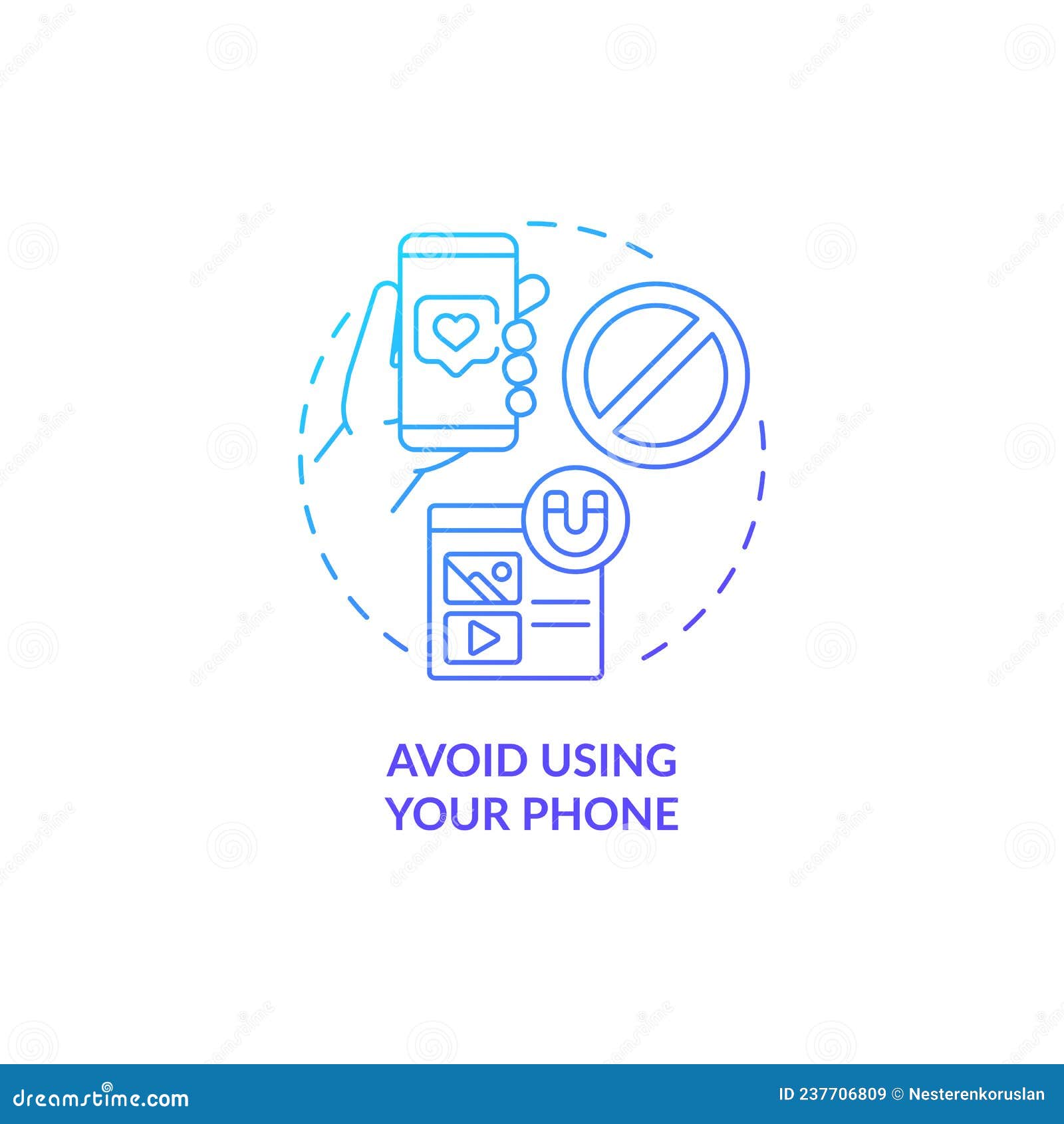 Avoid Using Your Phone Blue Gradient Concept Icon Stock Vector ...