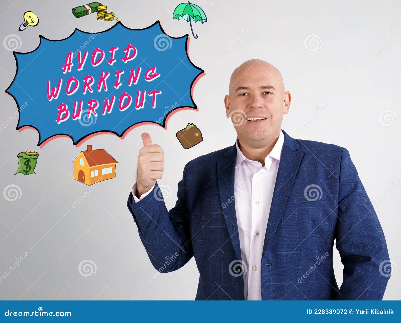 AVOID WORKING BURNOUT Sign on the Wall Stock Photo - Image of ...