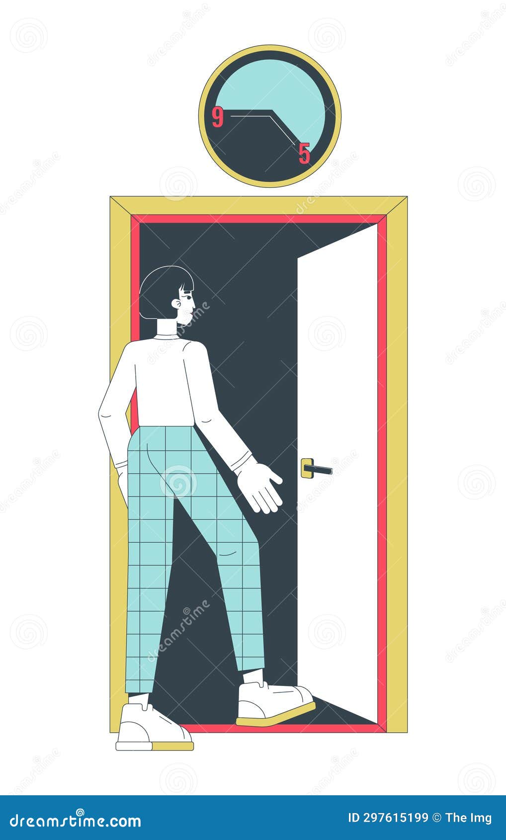 Avoid Working Longer Hours 2D Linear Illustration Concept Stock ...