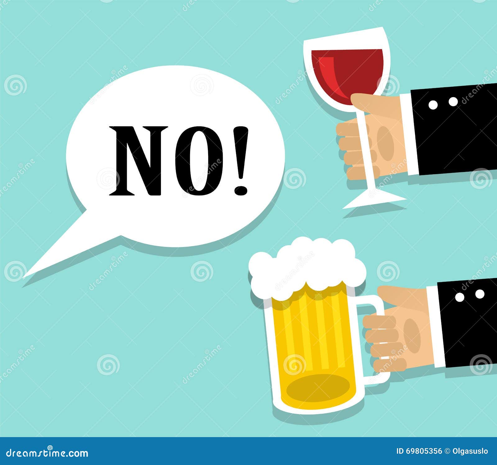 Avoiding alcohol and sober stock vector. Illustration of beer - 69805356