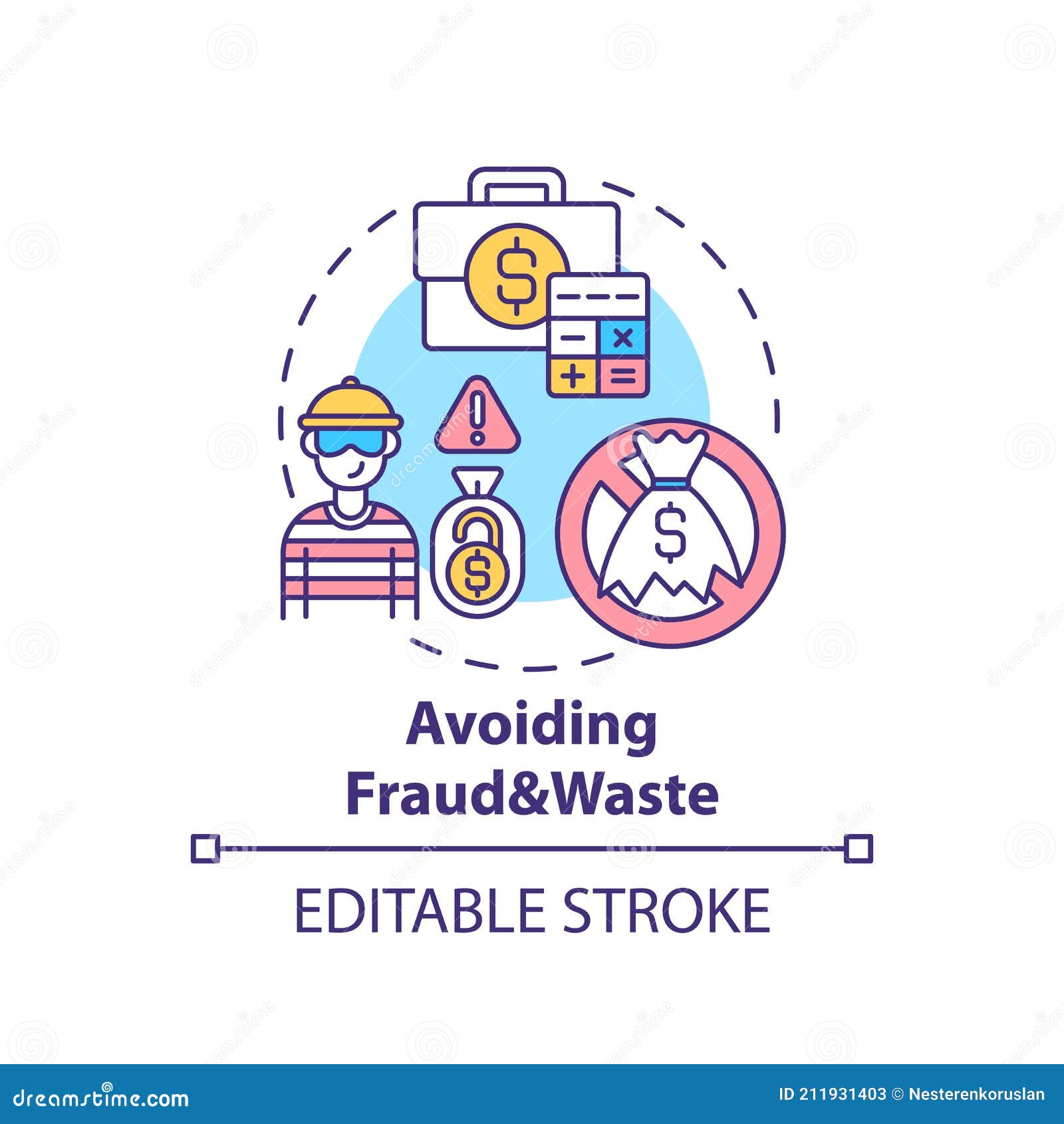 Avoiding Fraud and Waste Concept Icon Stock Vector - Illustration of ...