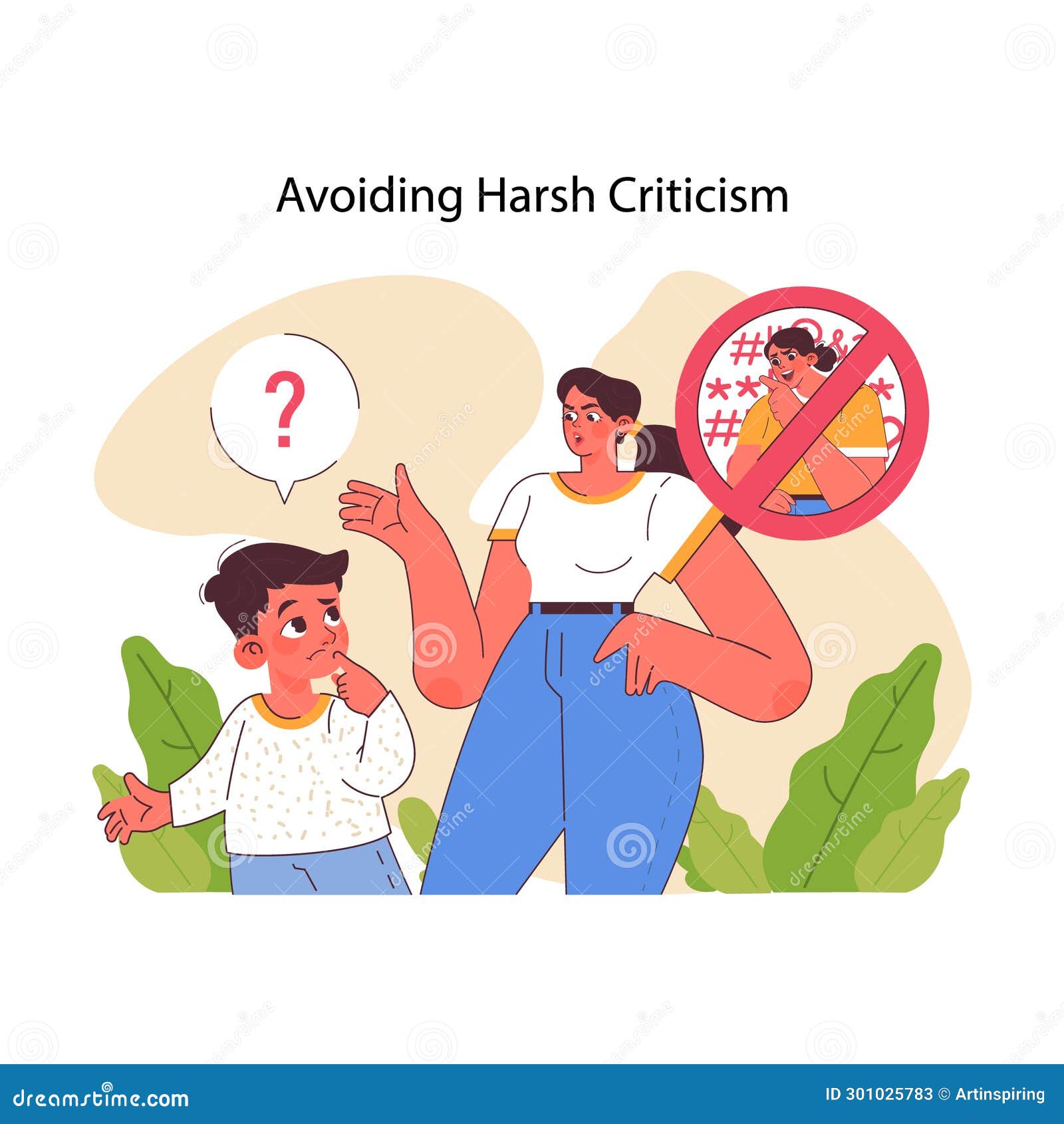 Avoiding Harsh Criticism Concept. Flat Vector Illustration Stock ...