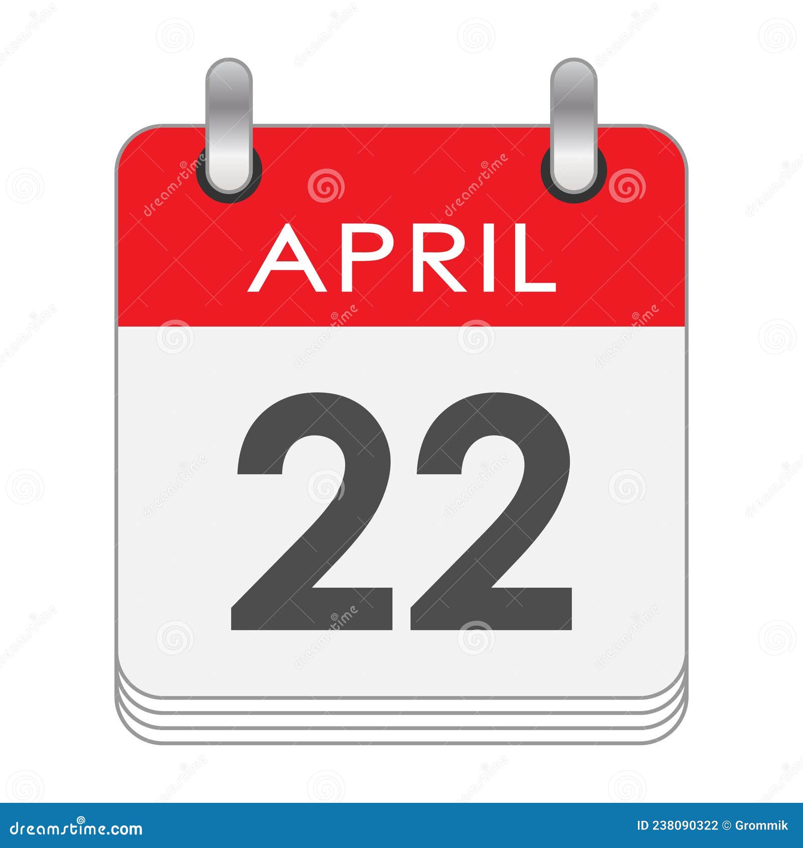 22 Avril. Une Feuille Du Calendrier Avec La Date Du 22 Avril ...