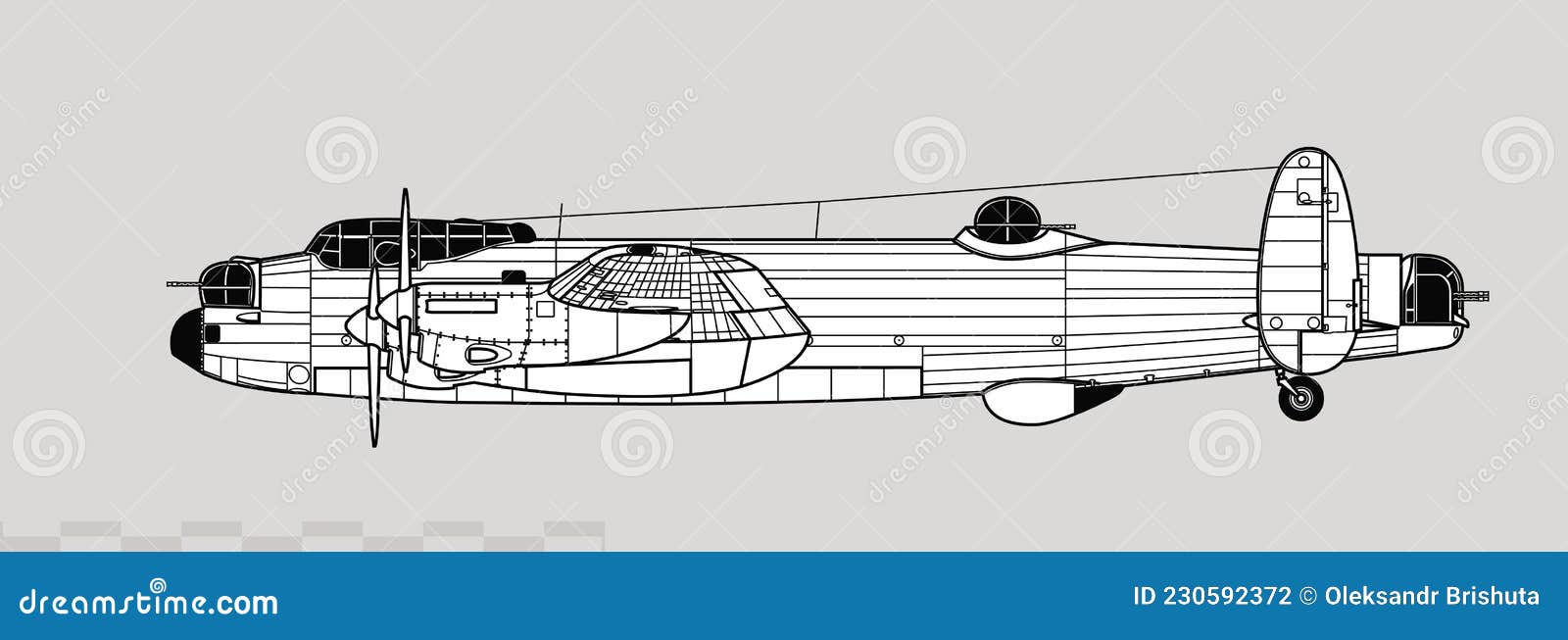 Avro Lancaster. Vector Drawing Of WW2 Heavy Bomber. | CartoonDealer.com ...