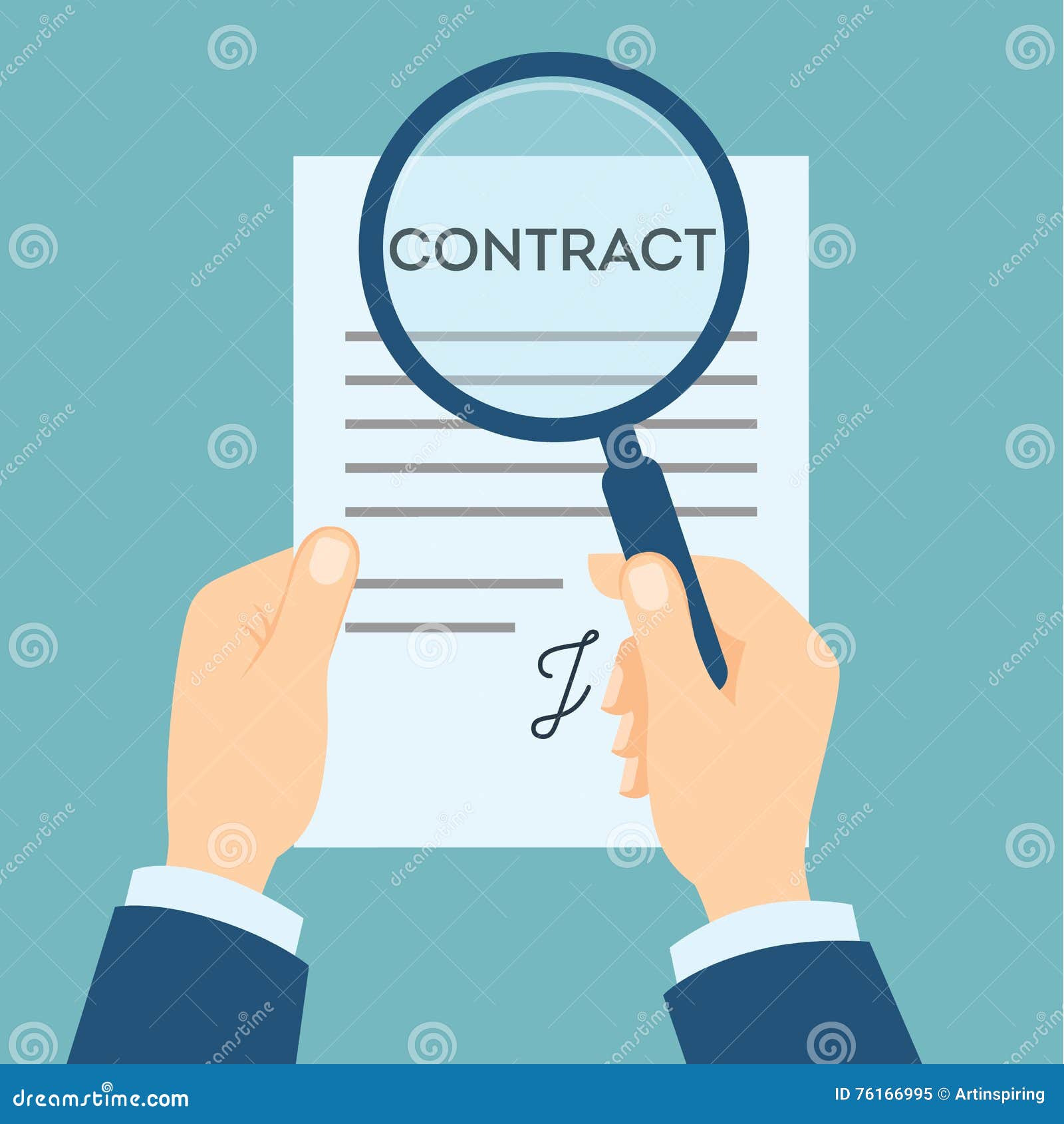 Avtal Som Analyserar Med Magnifyer Vektor Illustrationer - Illustration ...