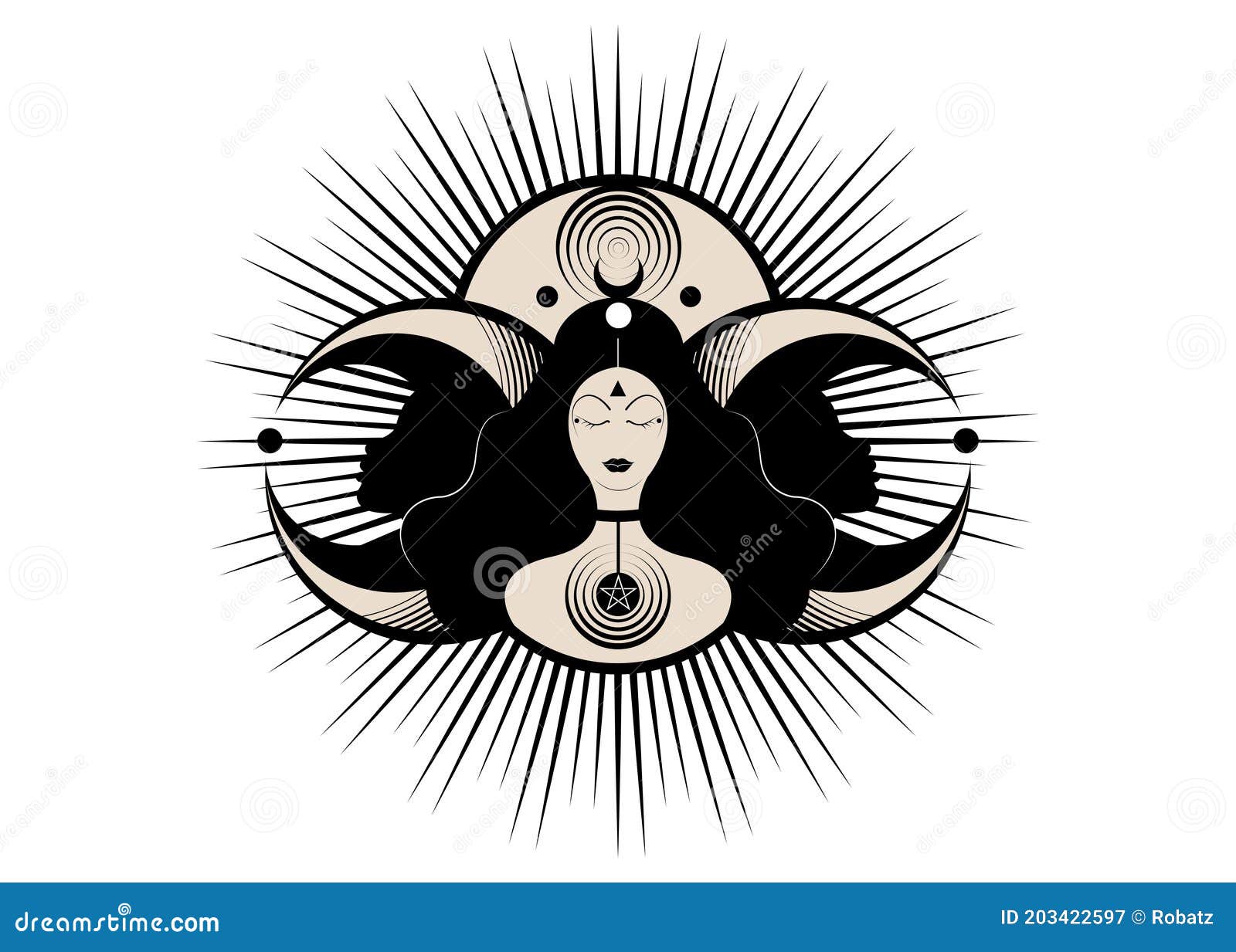 Wiccan Woman Icon, Triple Goddess Symbol of Moon Phases. Hekate ...