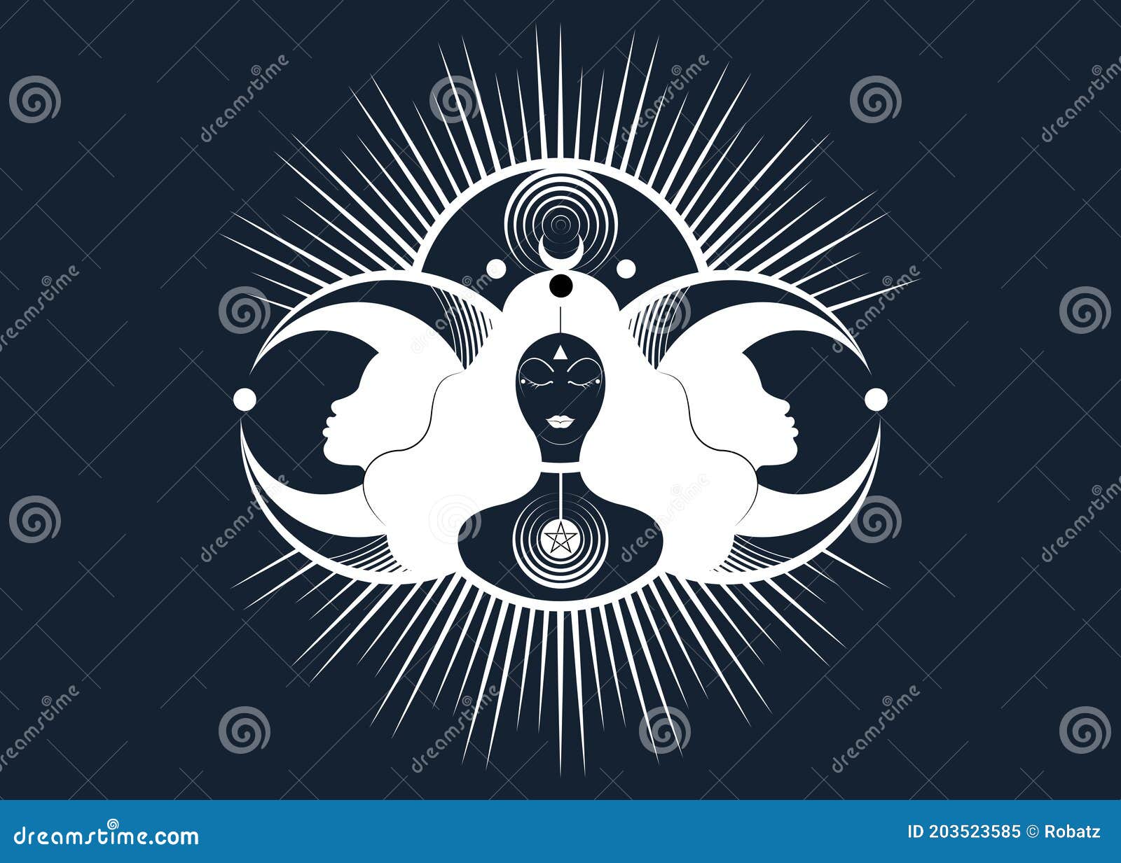 Wiccan Woman Icon, Triple Goddess Symbol of Moon Phases. Hekate ...