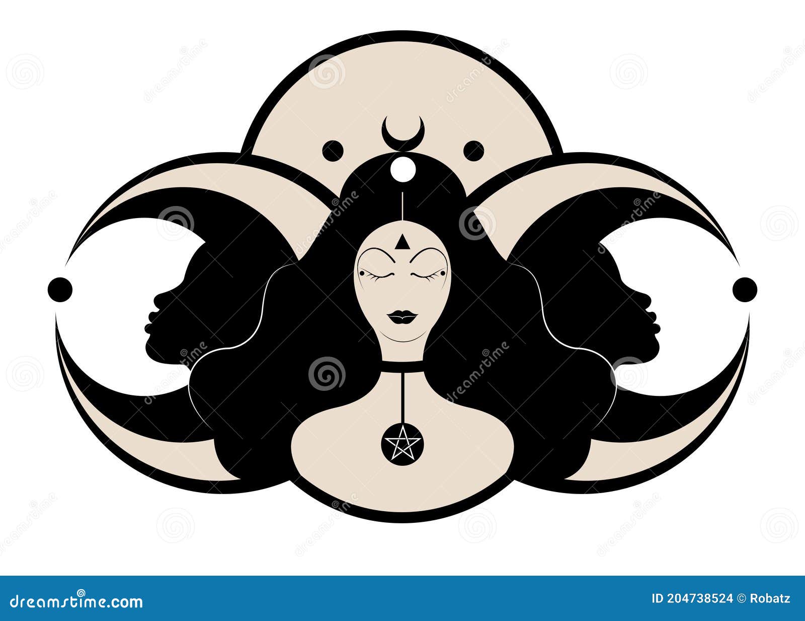 Wiccan Woman Icon, Triple Goddess Symbol Of Moon Phases. Hekate ...